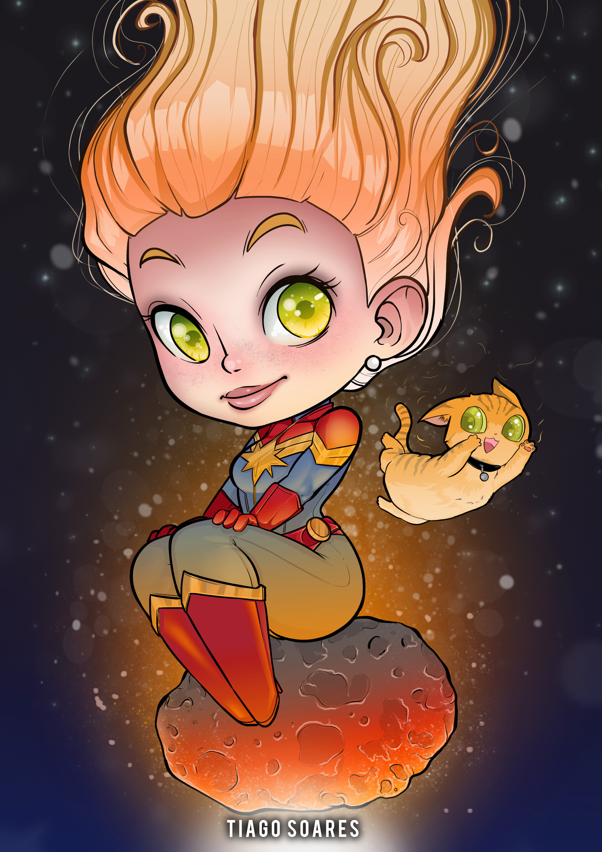 ArtStation - Capitã Marvel and Goose - Chibi art