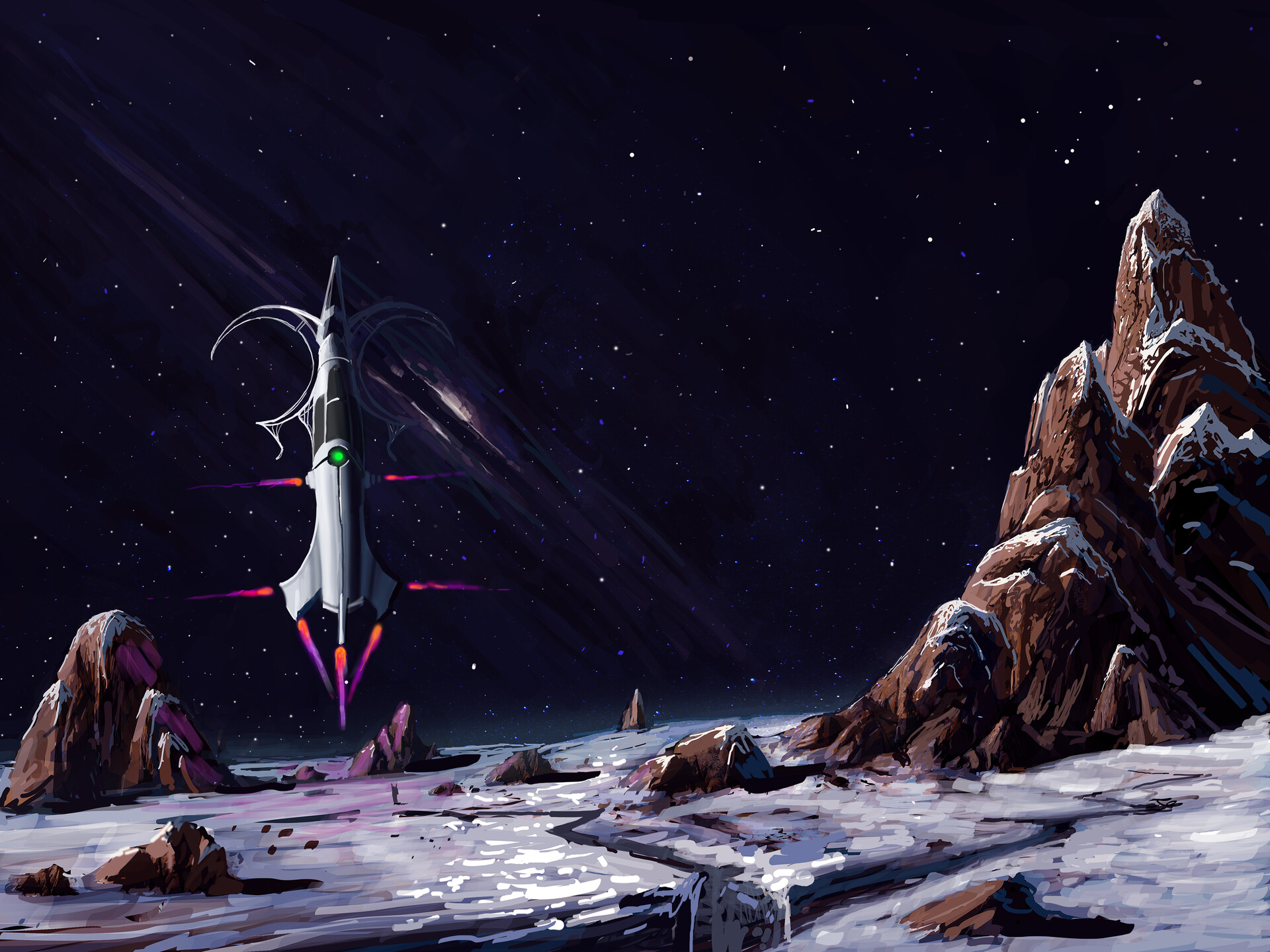 ArtStation - Crescent Landing on an Alien World + Process