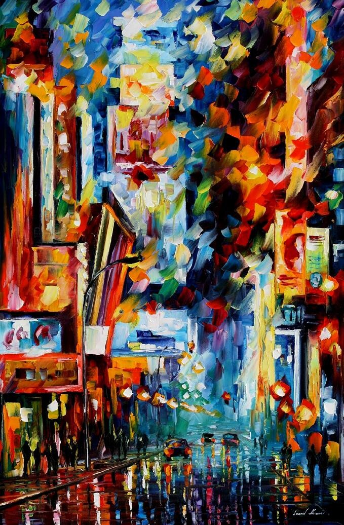 ArtStation - NIGHT BROADWAY — oil painting on canvas