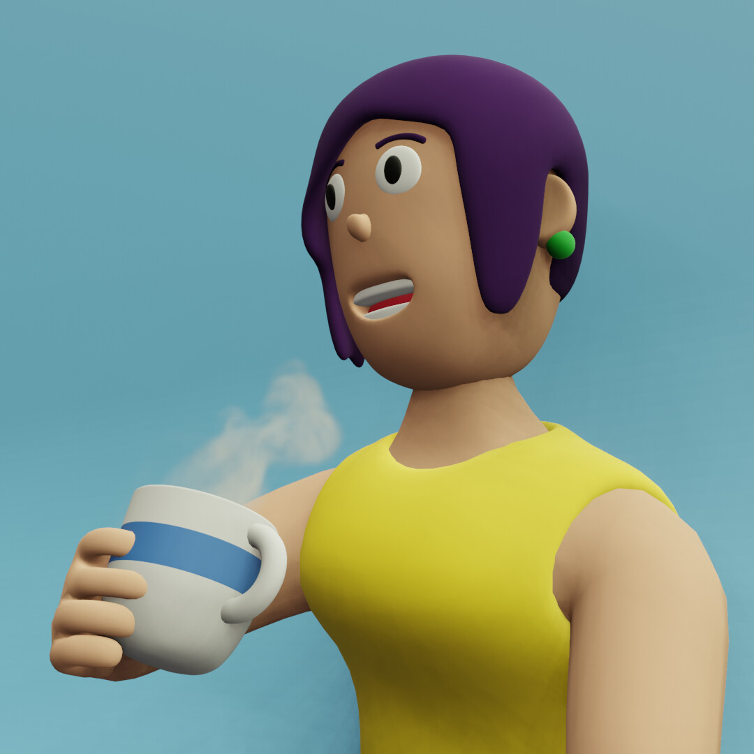 ArtStation - Steam Coffee Drinking Character
