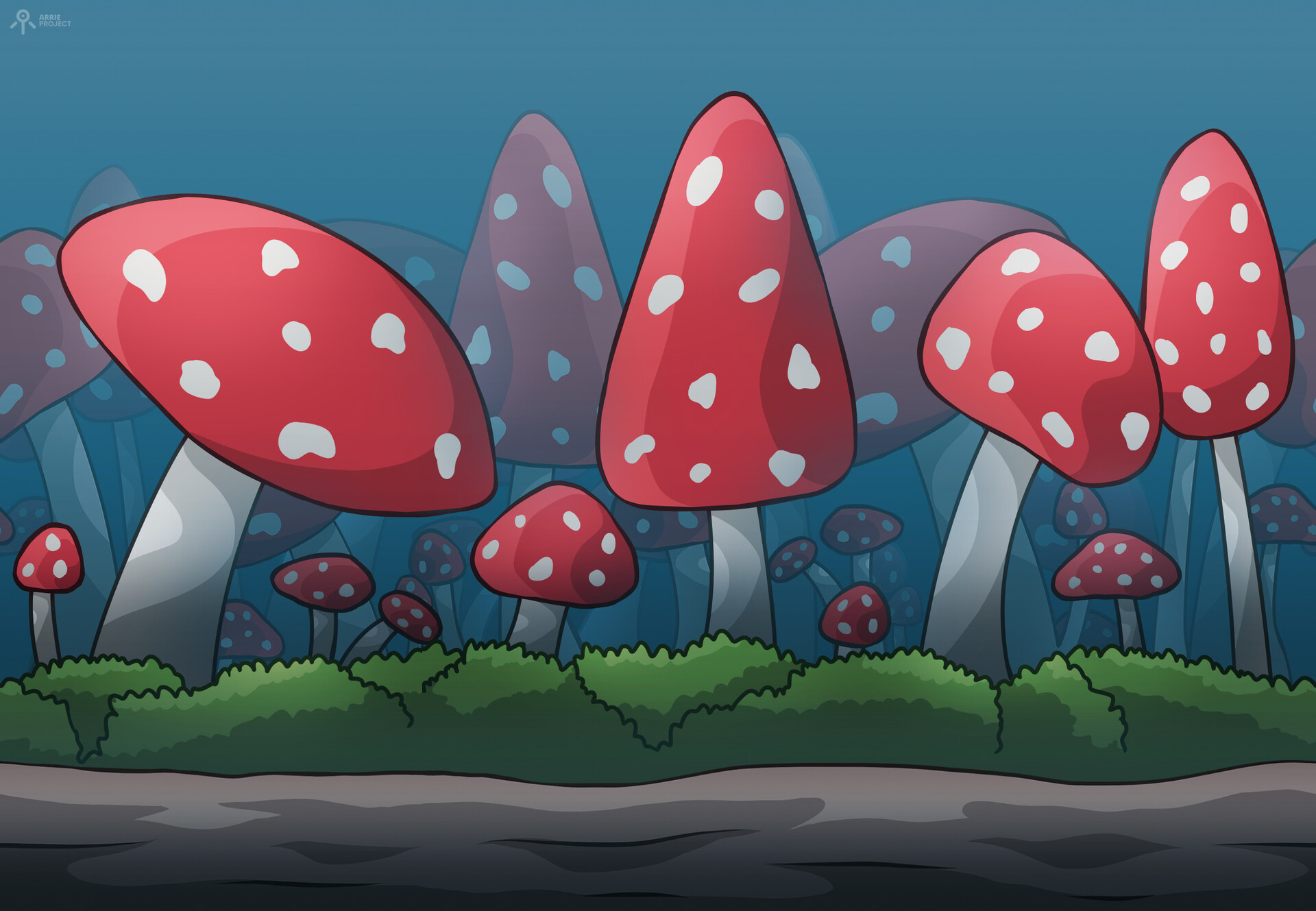 ArtStation - mushroom forest Parallax Background