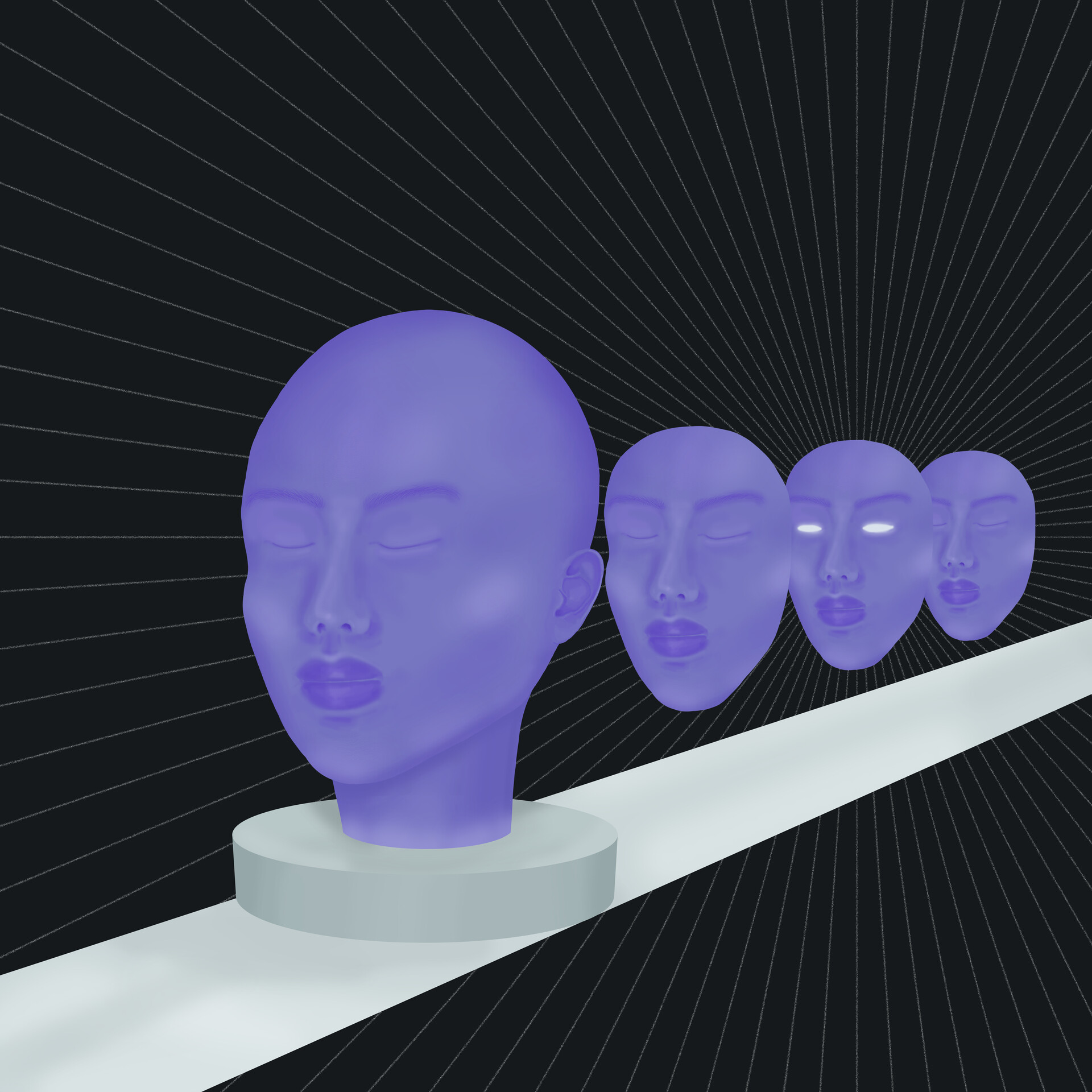 ArtStation - Peaceful head, restless faces