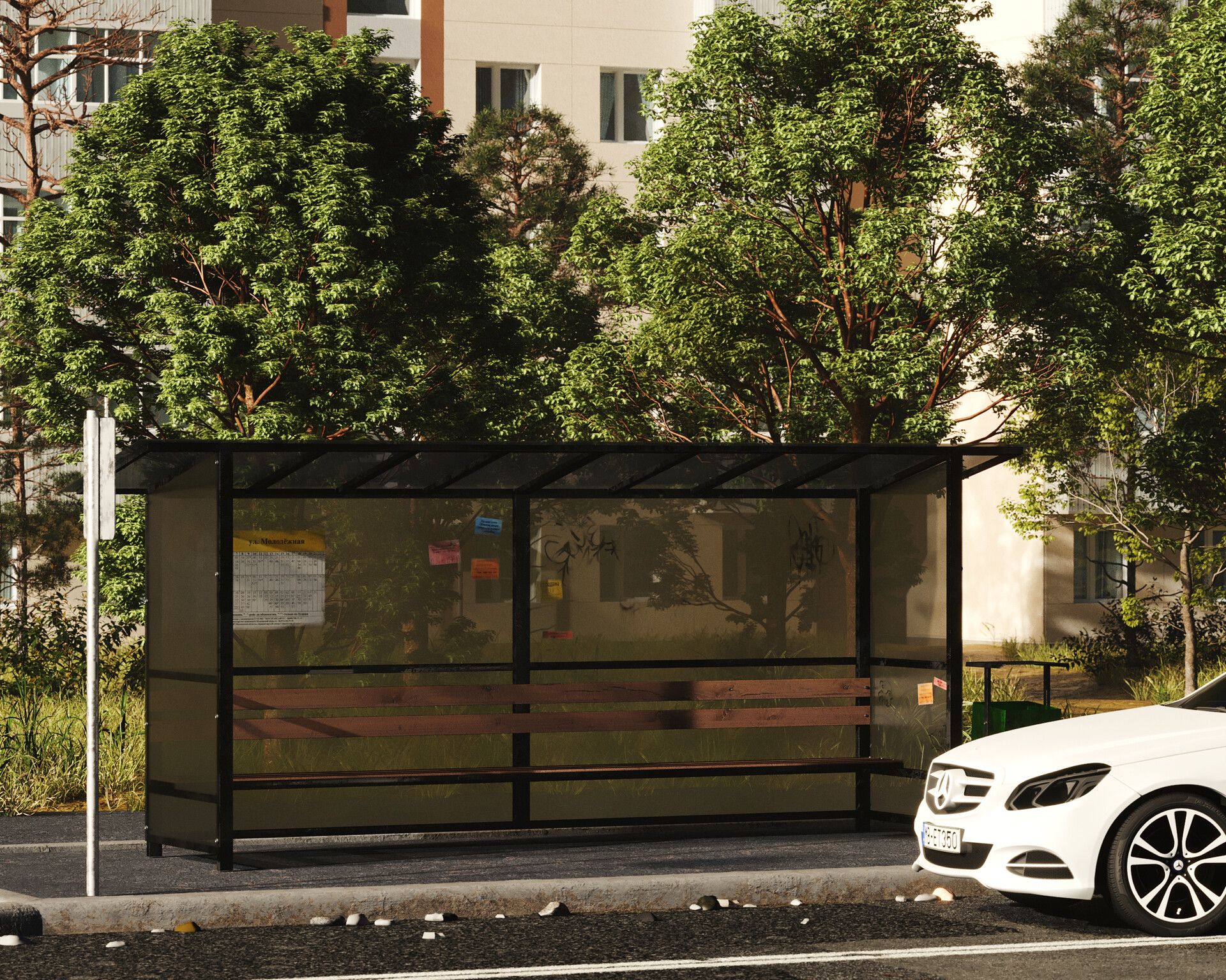 ArtStation - Exterior Bus Station Visualization