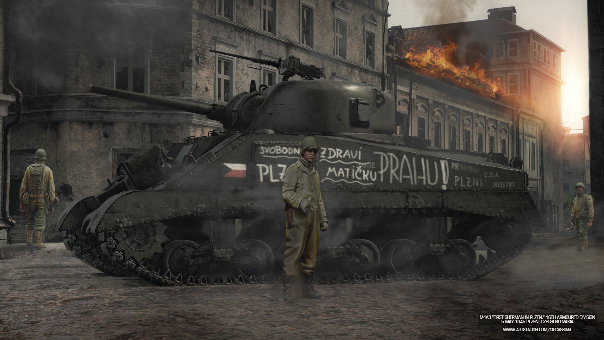 ArtStation - M4A3 "First Sherman in Plzen." 16th Armoured division 5 ...