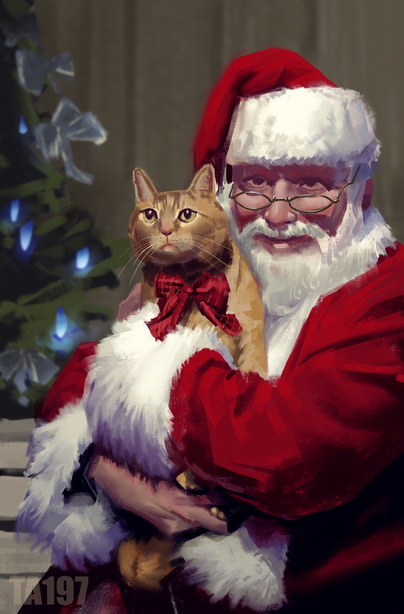 ArtStation - 1225-197，santa claus and cat