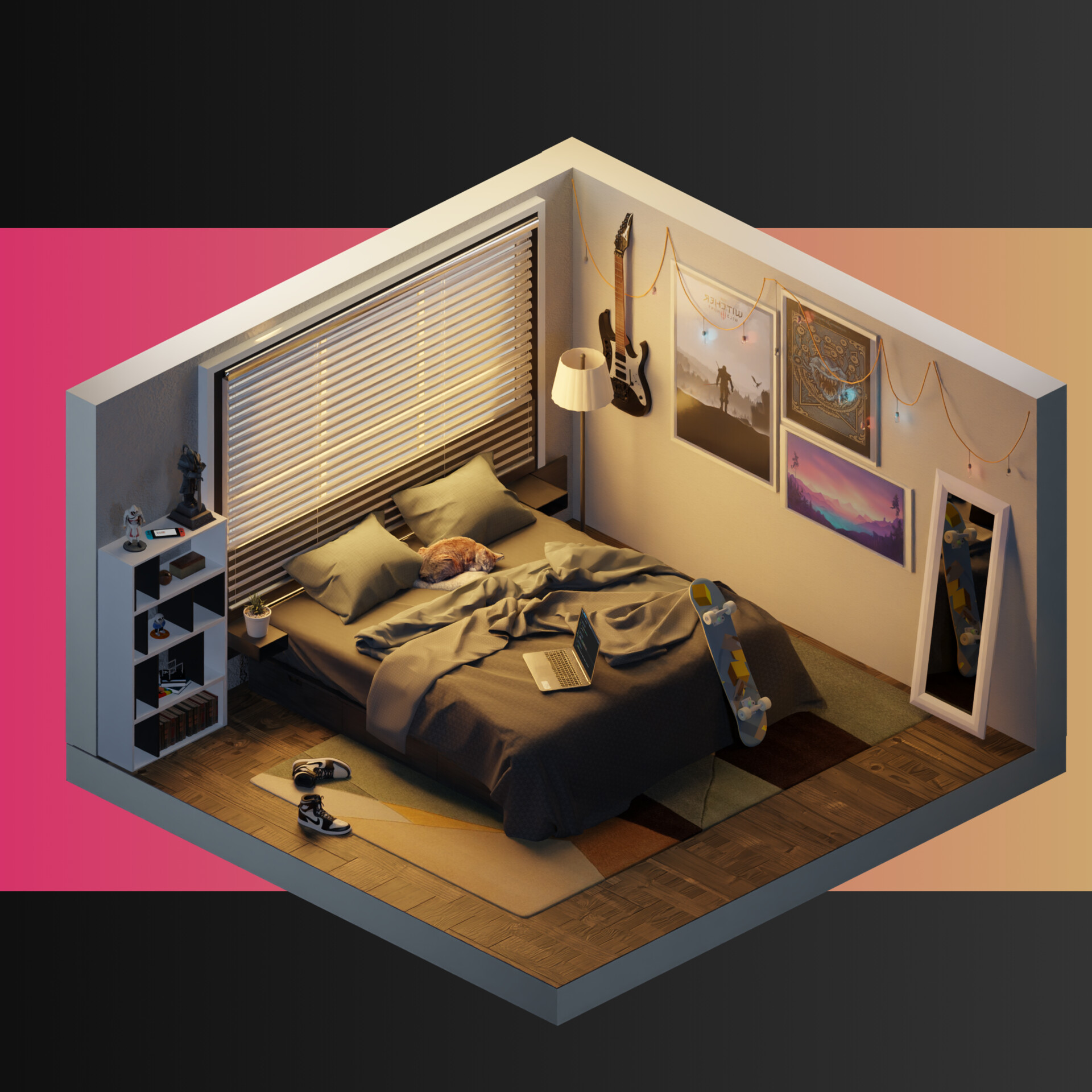 ArtStation - Cozy Isometric Room