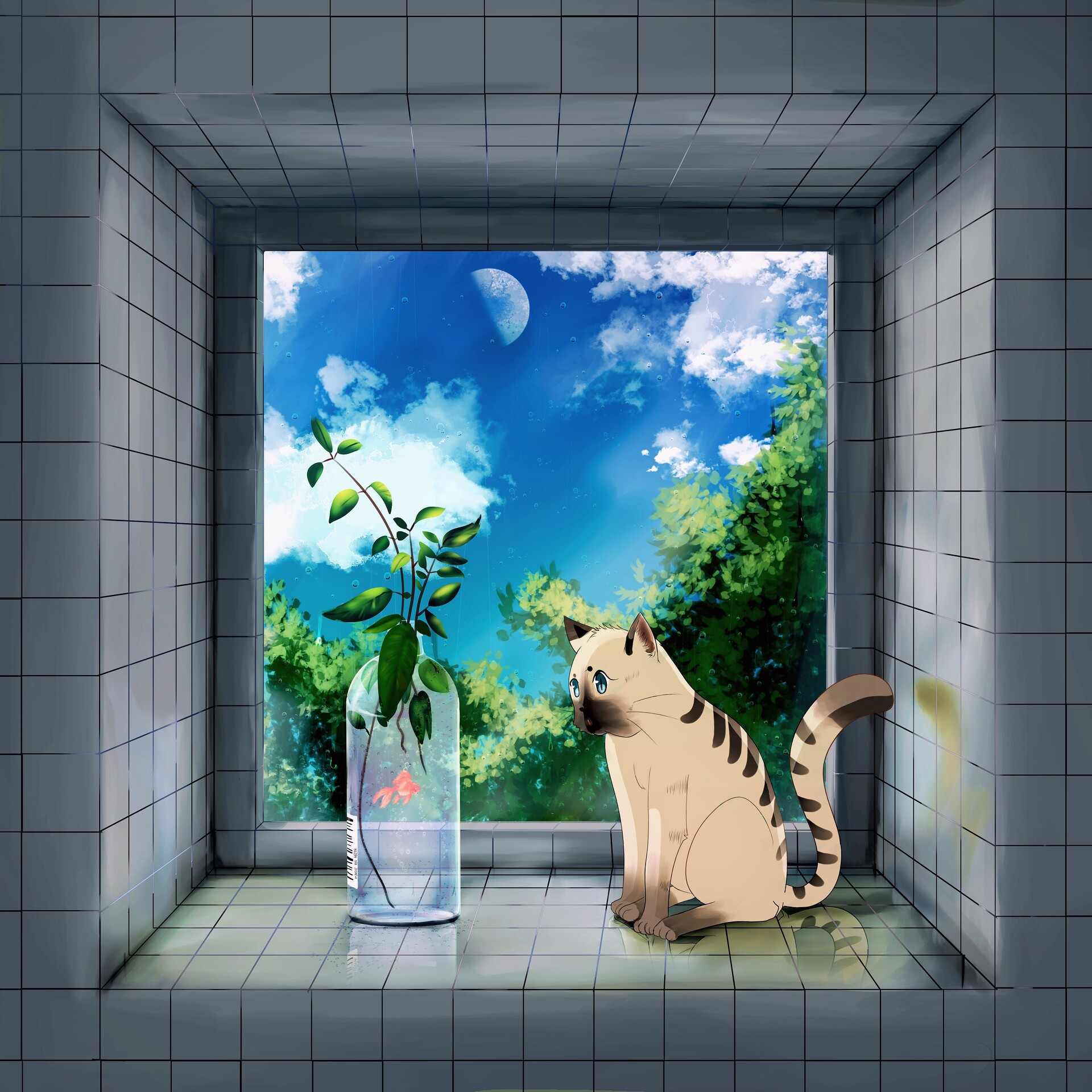 ArtStation - Cat in the window