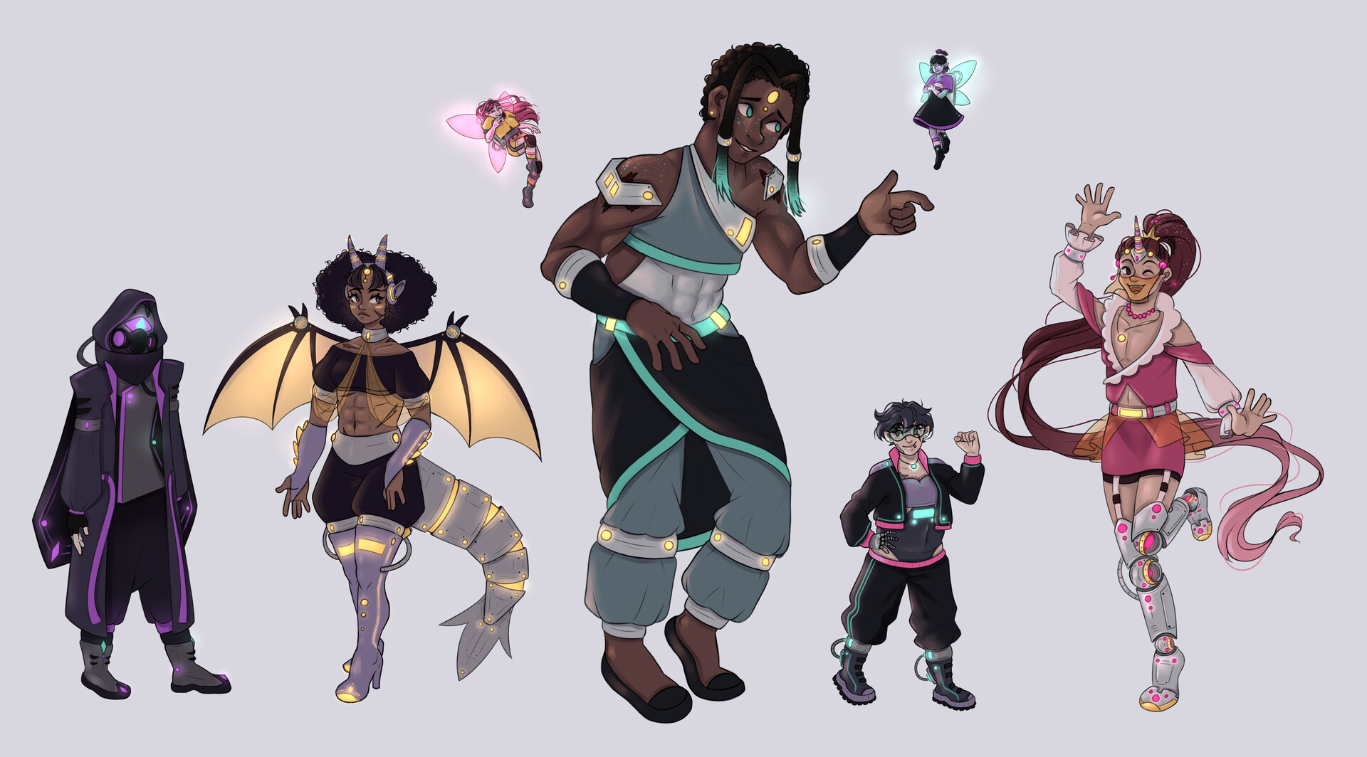 ArtStation - Cyberpunk / High Fantasy Character Lineup