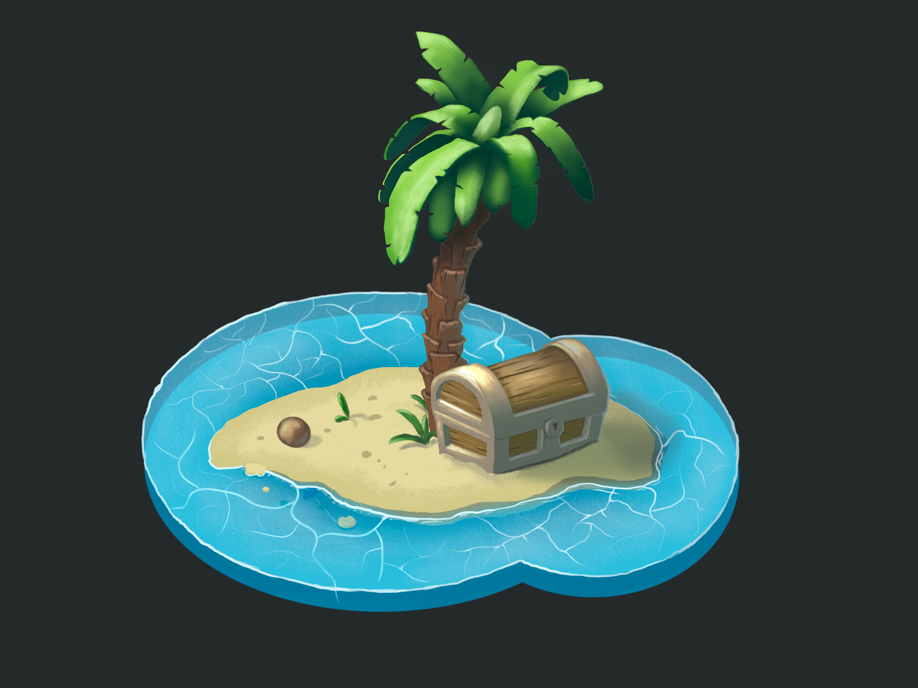ArtStation - 2D Palm tree on the island