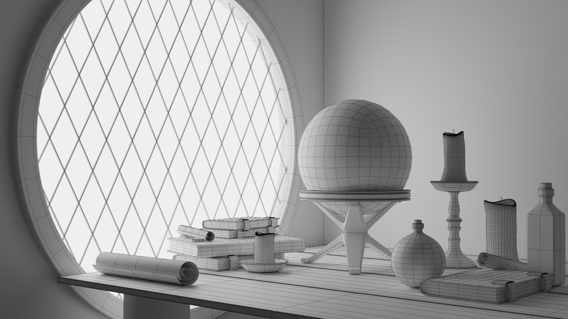 ArtStation - Magical Workdesk - Wireframe