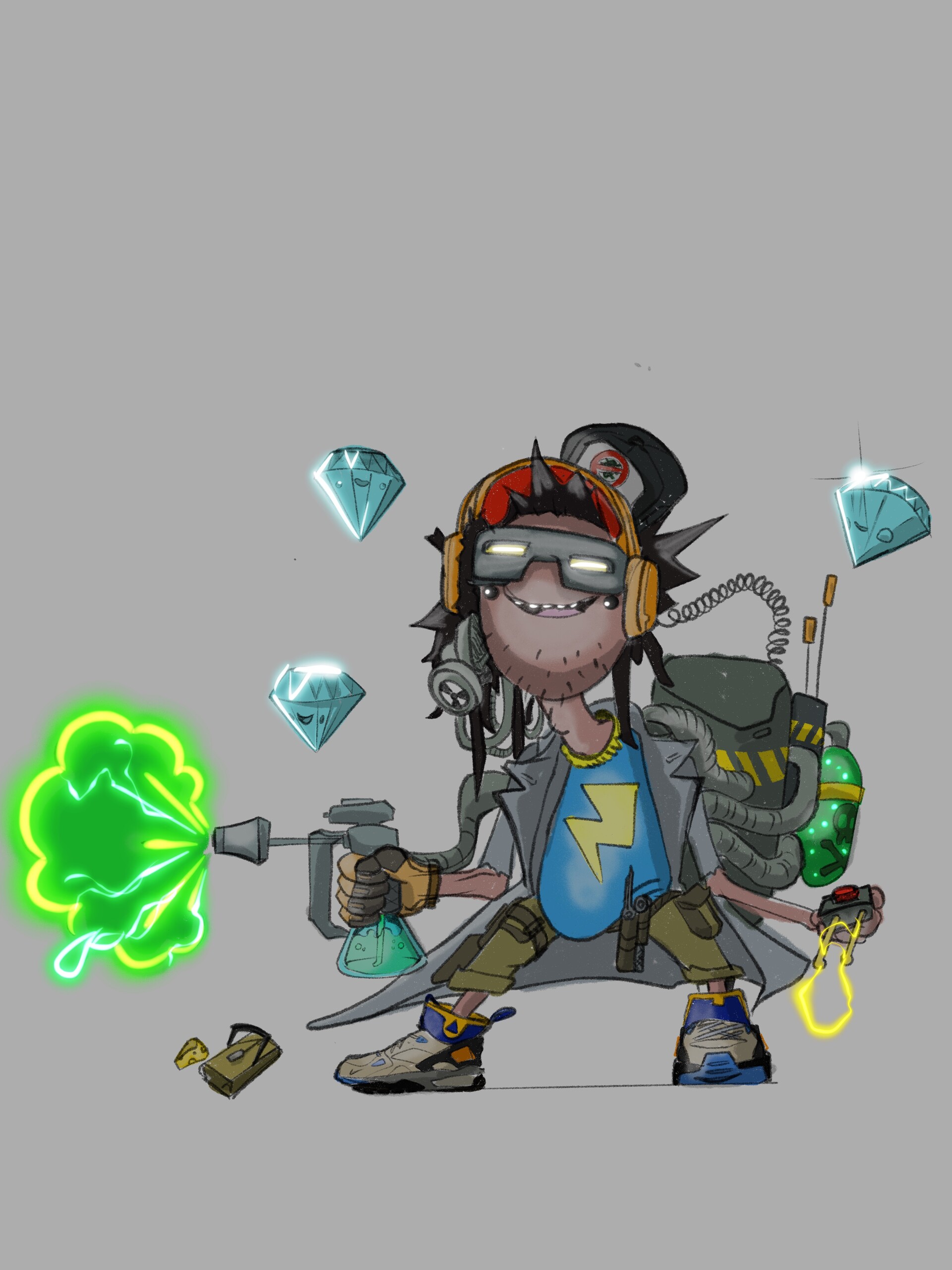 ArtStation - Zip Zap the Electrician/Exterminator character design