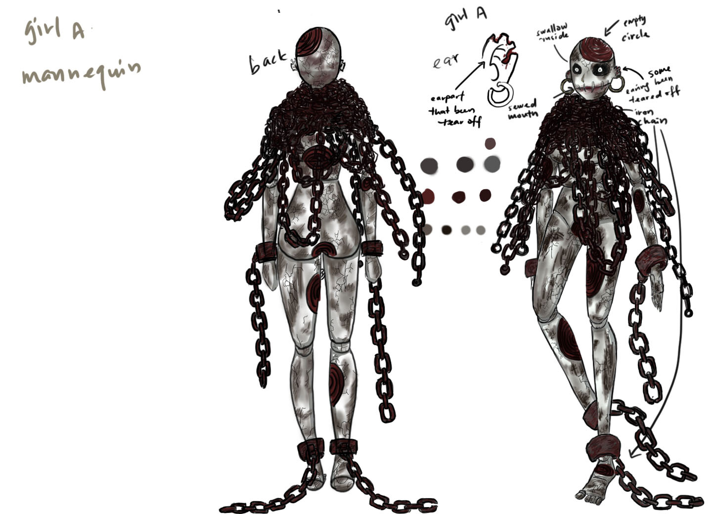 Ennhao0504 - Character Design/Sketches- Girl Bully A (Mannequin Version)