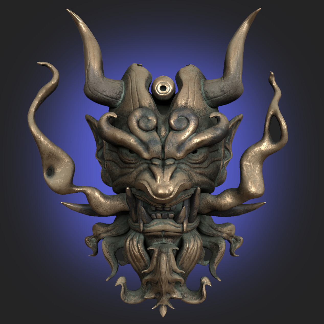 ArtStation - Oni Mask sculpt (based on Peter Spiecker concept)