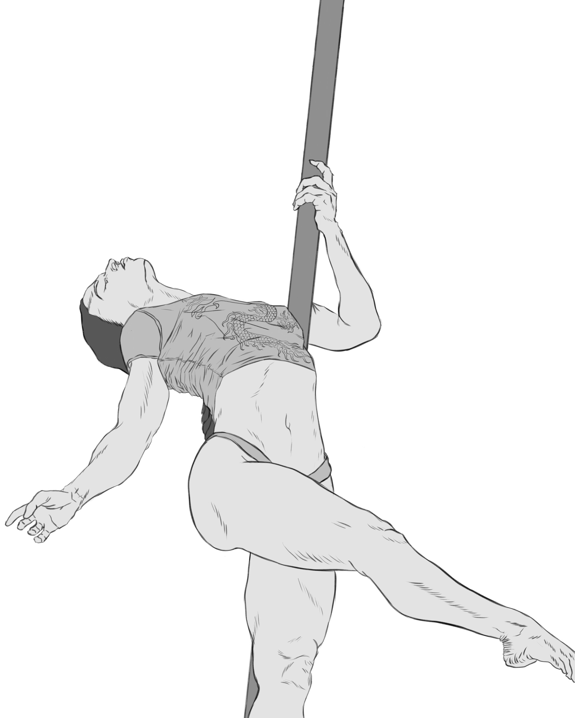 pole dancer line drawing