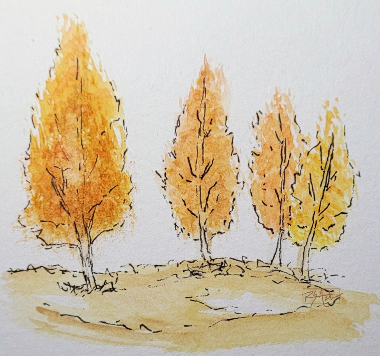 Tree On Fire Pencil Drawing