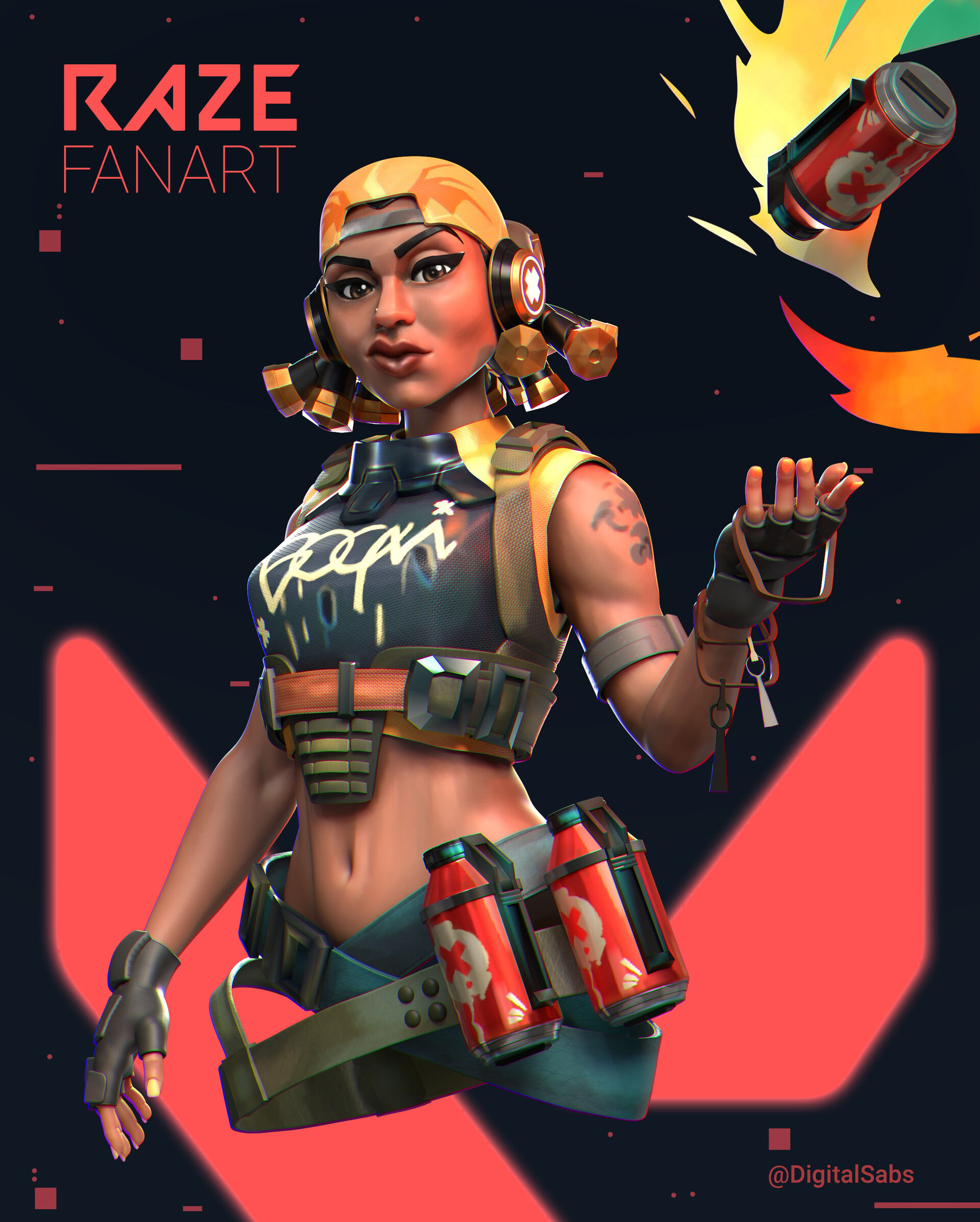 Sabrina Santos (Sabs) - Valorant Raze - Fanart