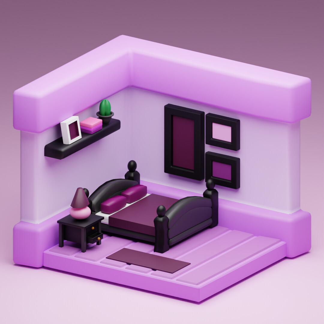 ArtStation - isometric gothy room
