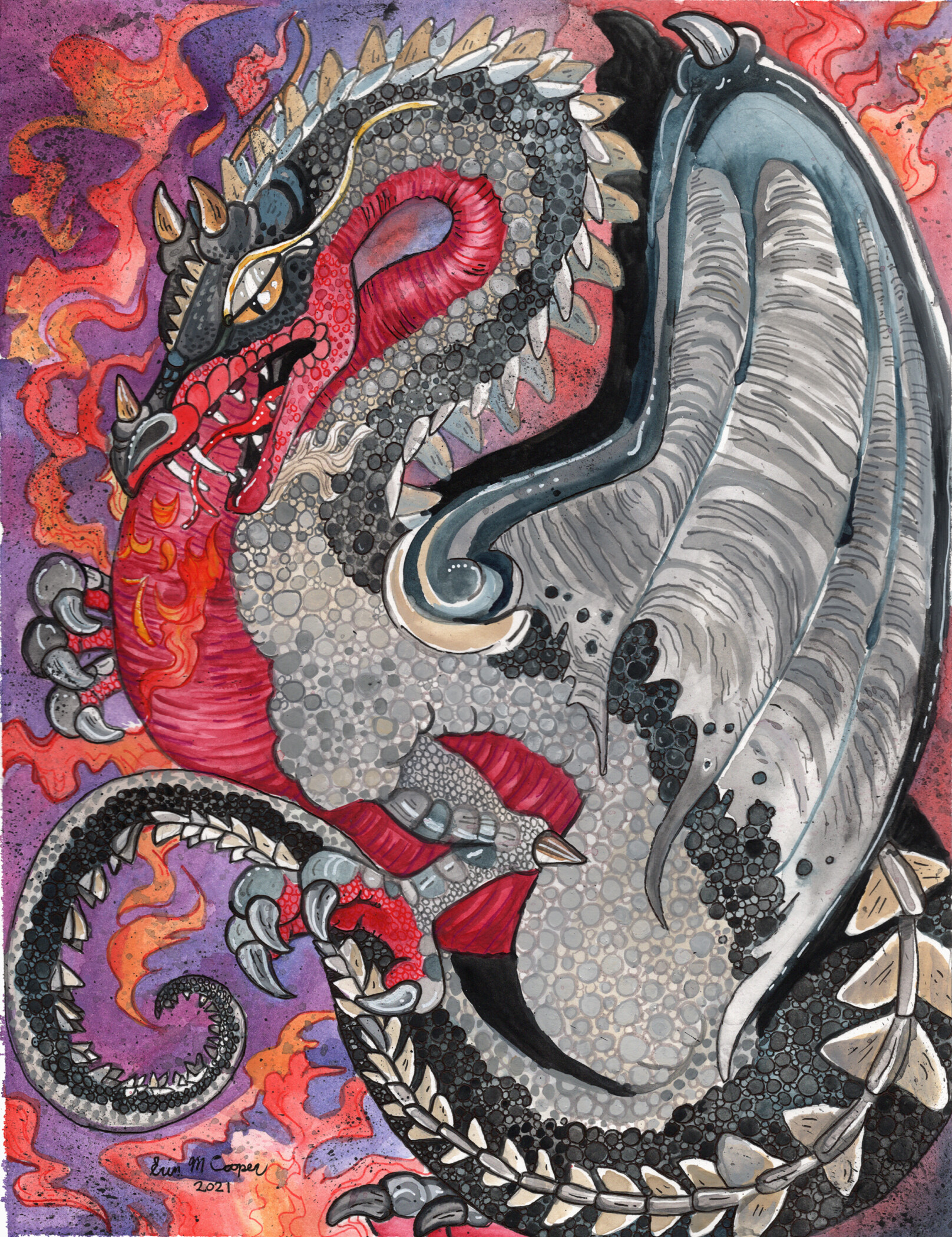 Erin Cooper - Flight of Dragons Watercolor Fan Art