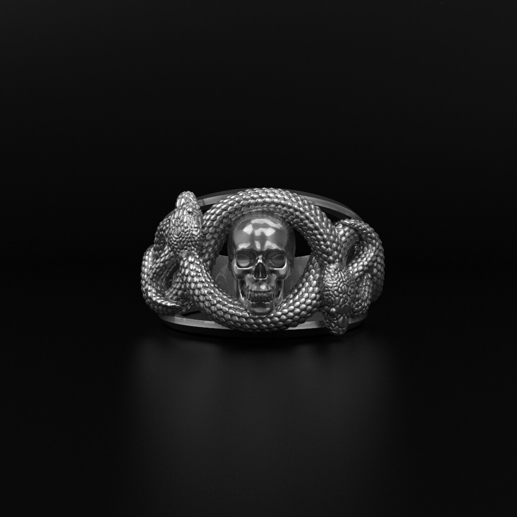 ArtStation - Ring Skull and Snakes