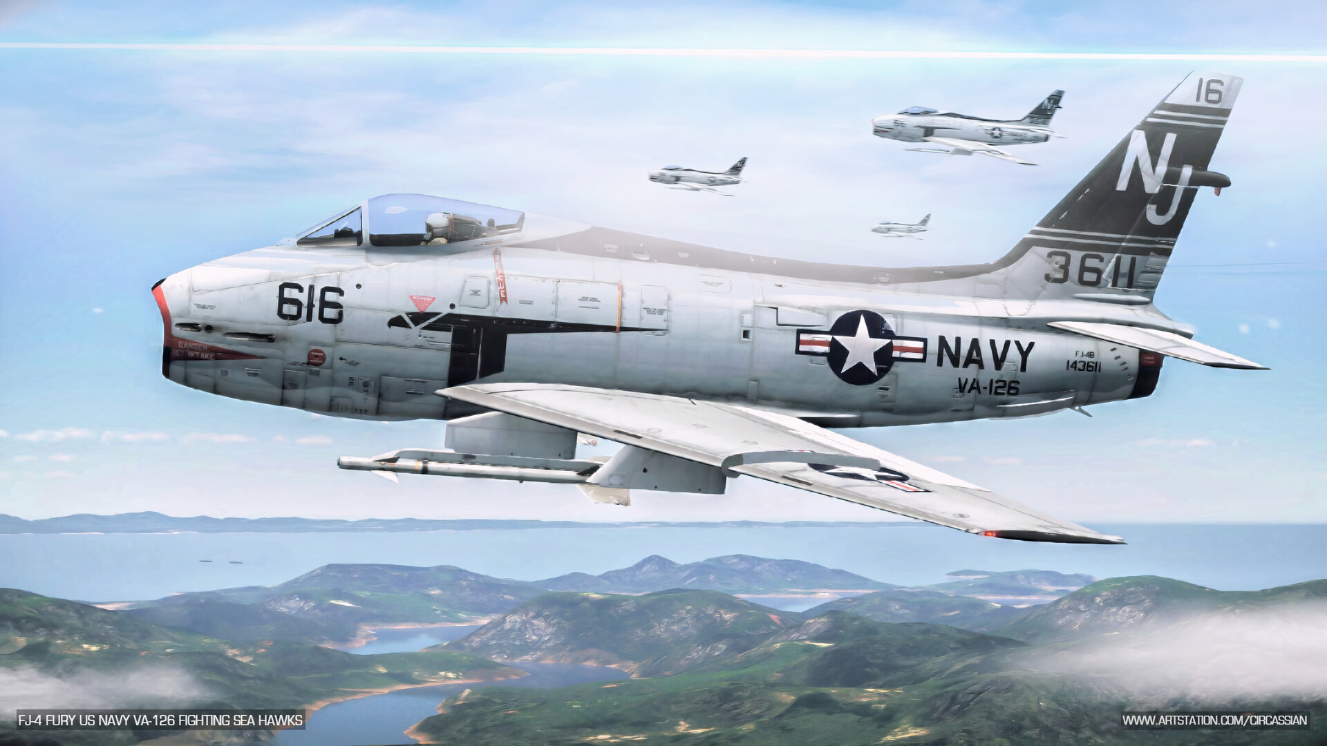 ArtStation - FJ-4 Fury US Navy VA-126 Fighting Sea Hawks