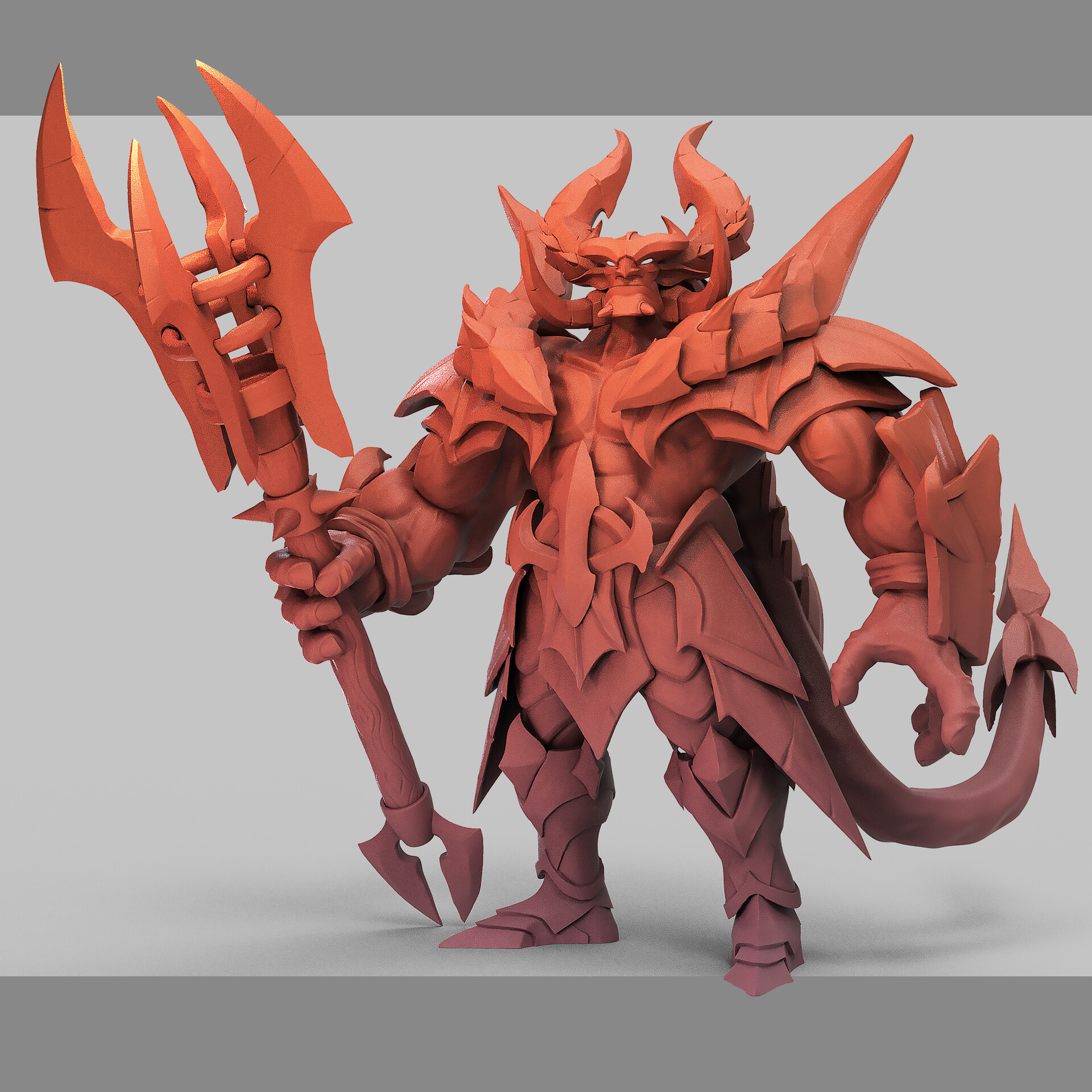 ArtStation - Demon warlock | clay render