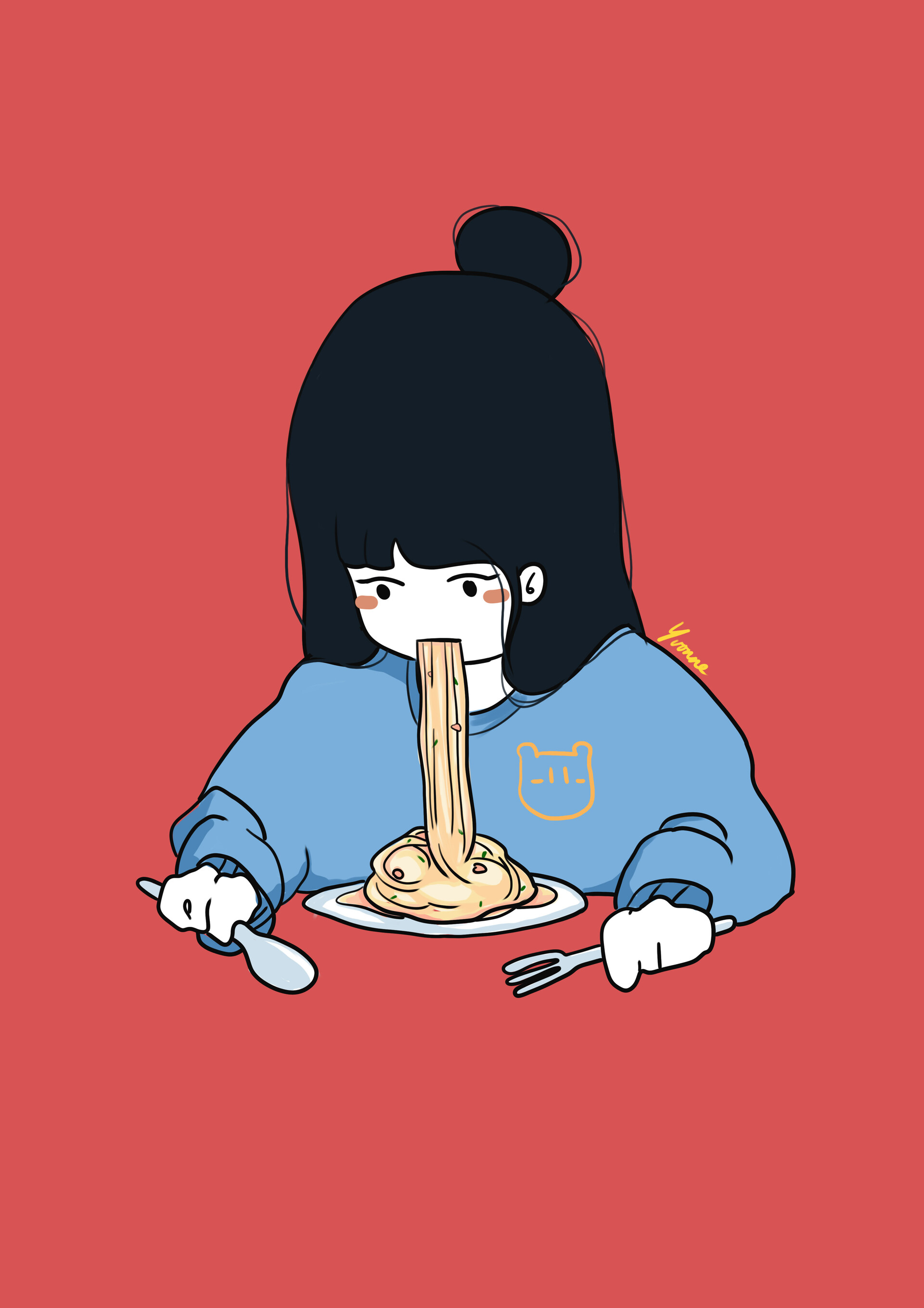 ArtStation - Libby eating spaghetti