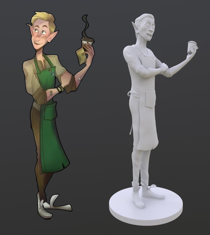 ArtStation - D&D Miniature - Elven Bartender