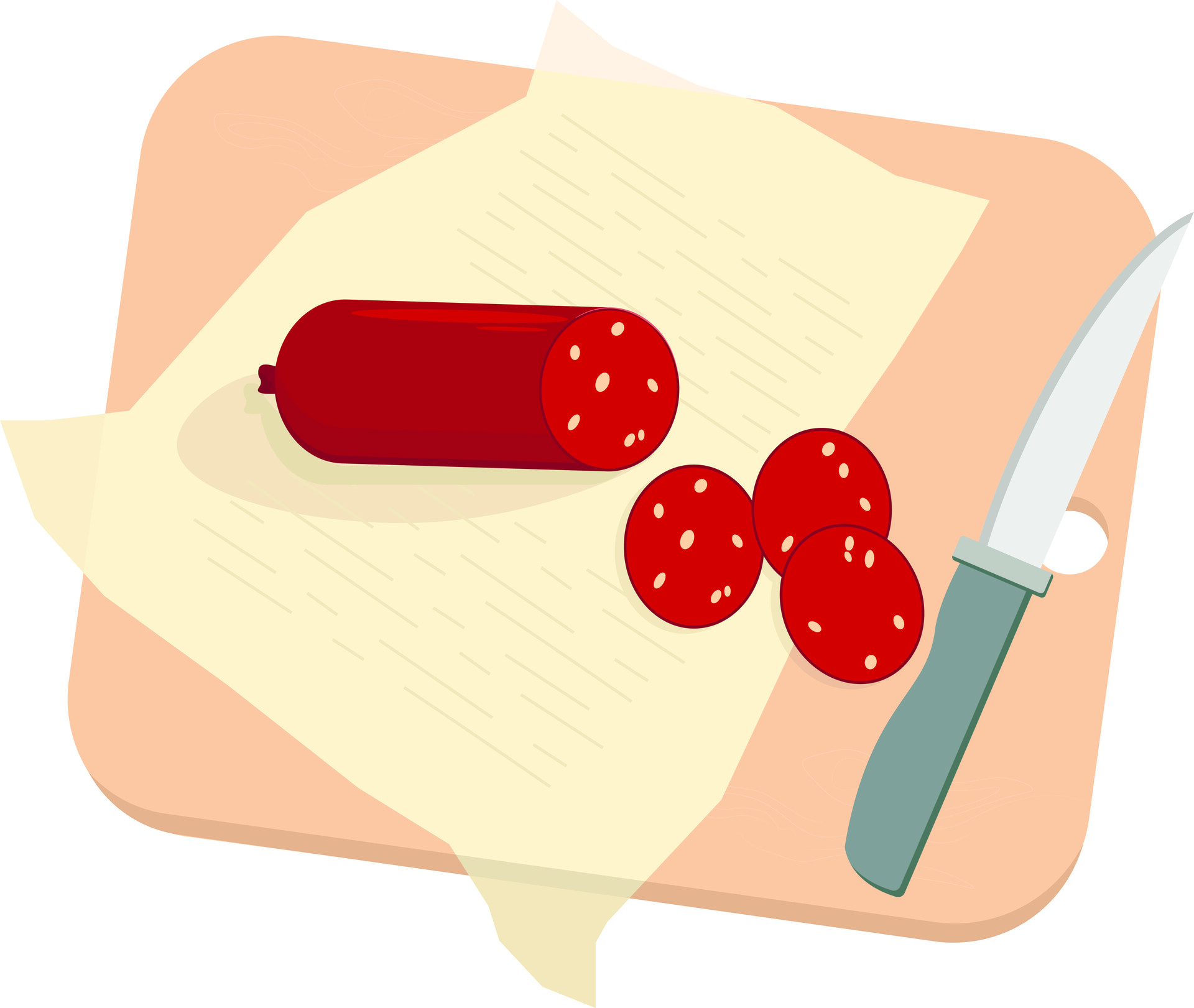 ArtStation - Flat vector food illustration on cutting board