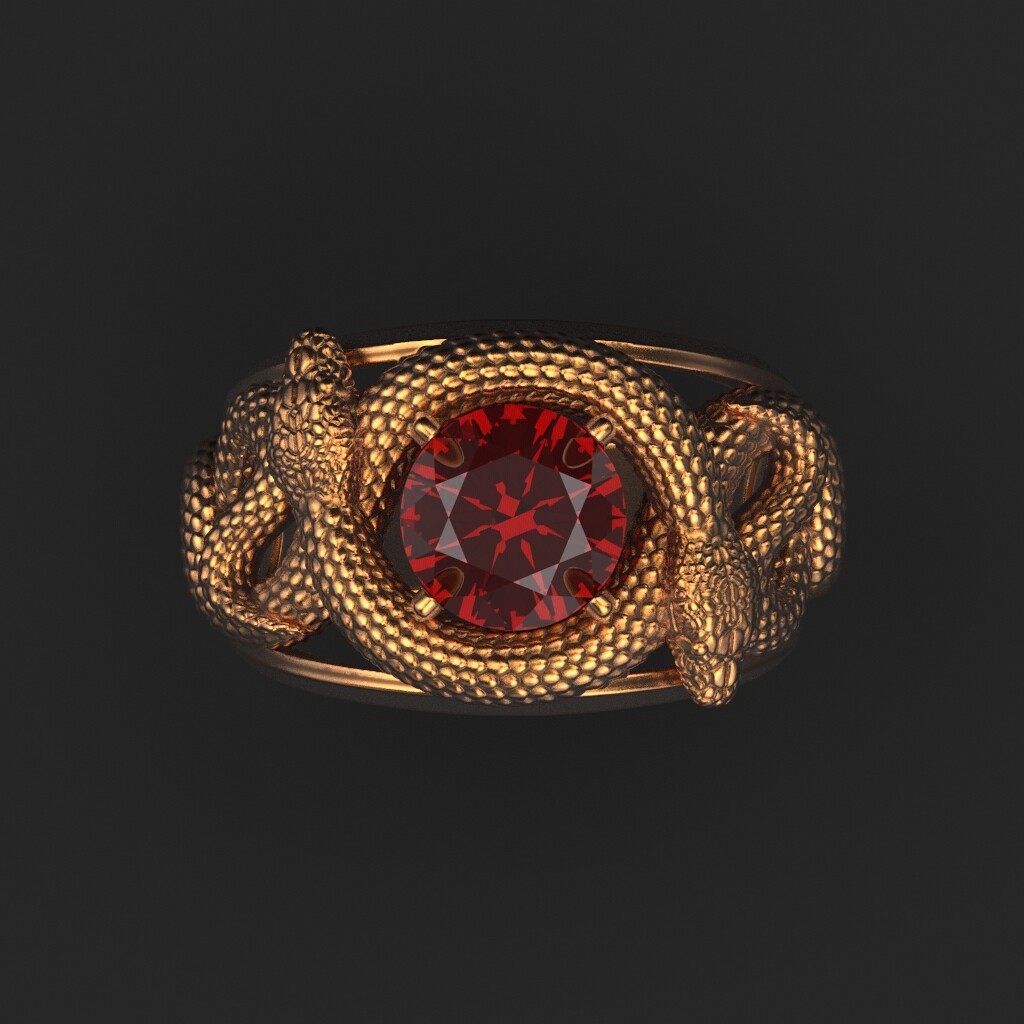 ArtStation - Ring with gem and snakes