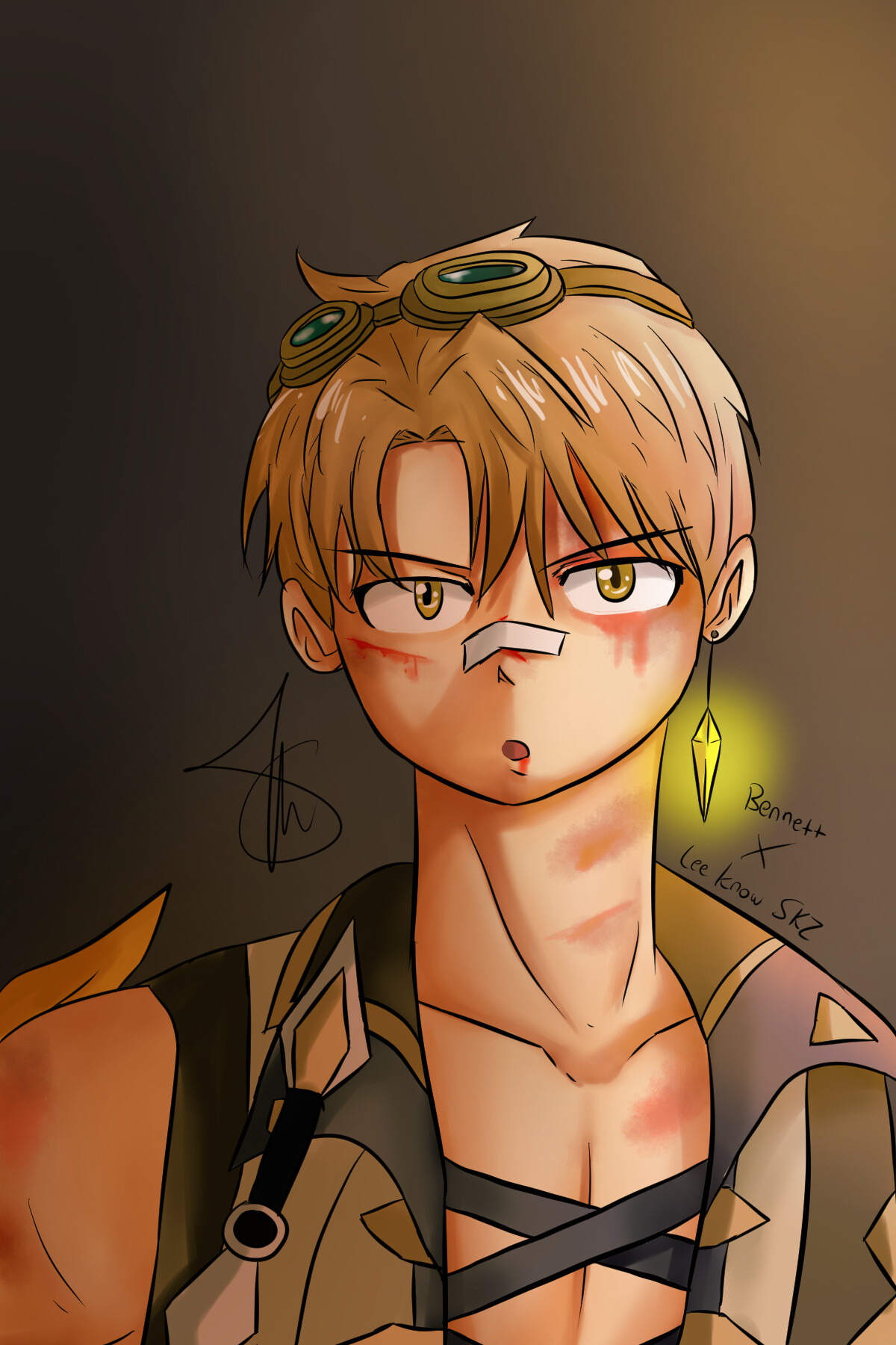 ArtStation - Lee Know SKZ X Bennet Genshin Impact Fanart