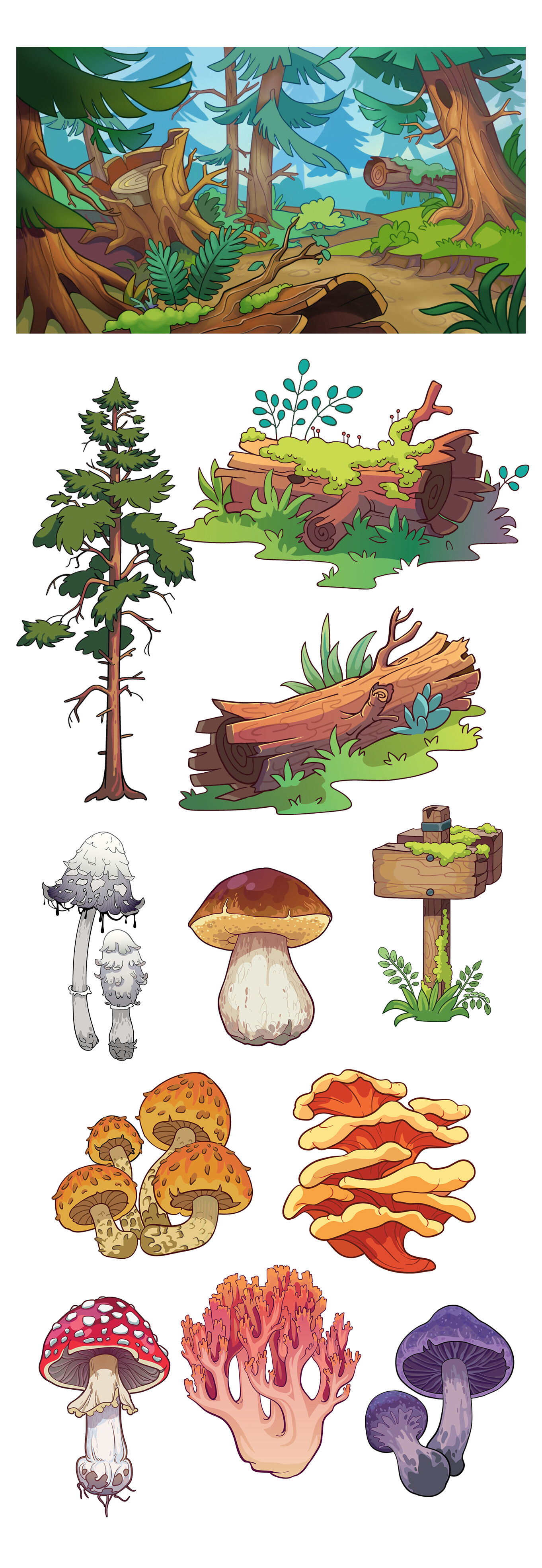 ArtStation - forest and mushrooms prop