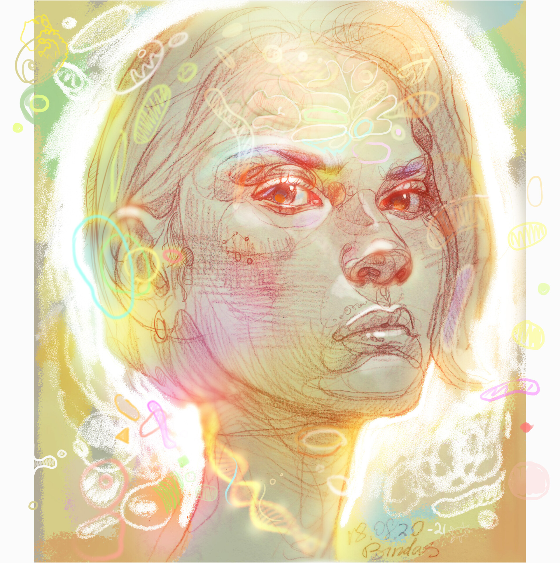 ArtStation - Girl Portrait (paper, pencil, digital painting)