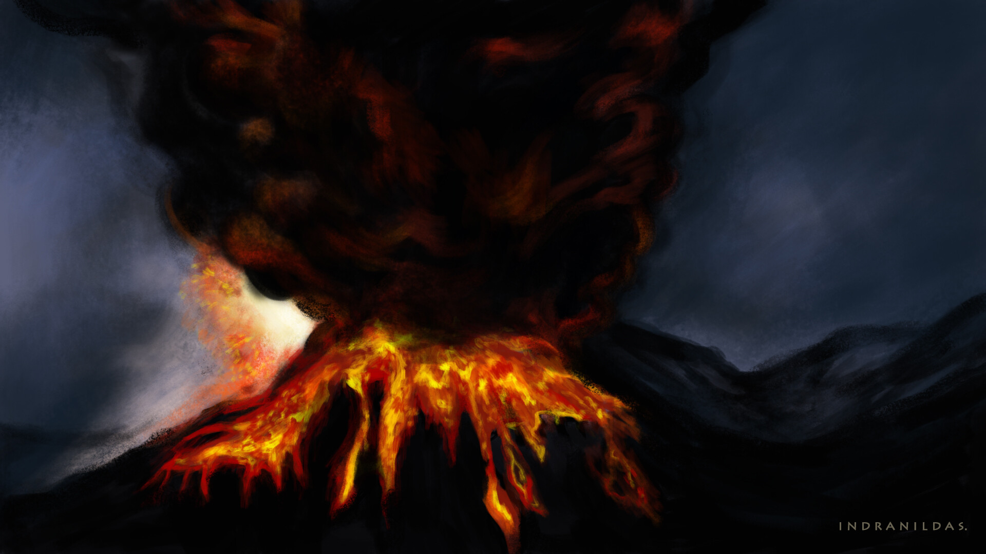 ArtStation - digital quick sketch ( Volcano series painting-02)