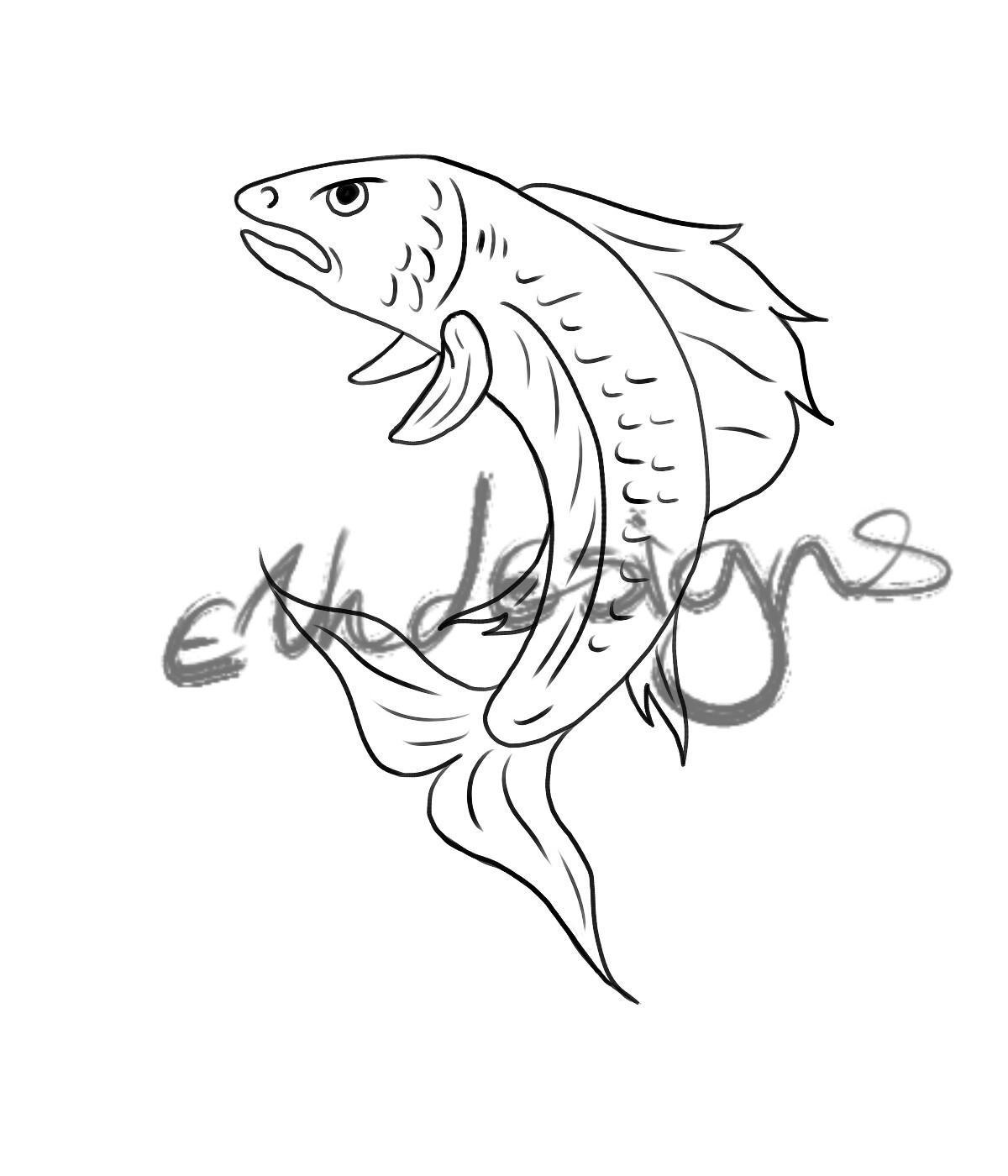 how to draw a fish standing up