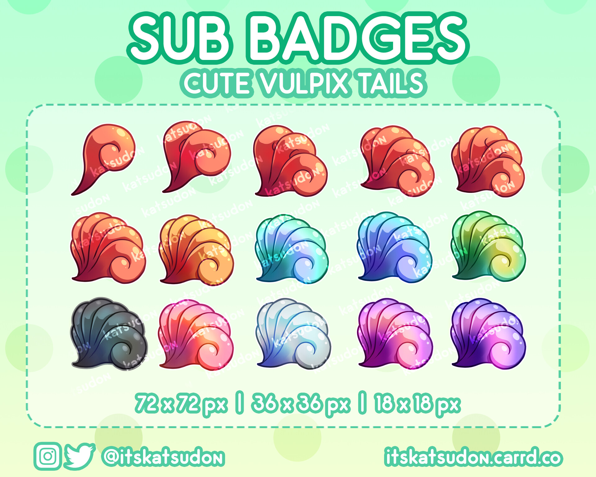 ArtStation - Cute Vulpix Tails | Sub Bit Twitch Badges