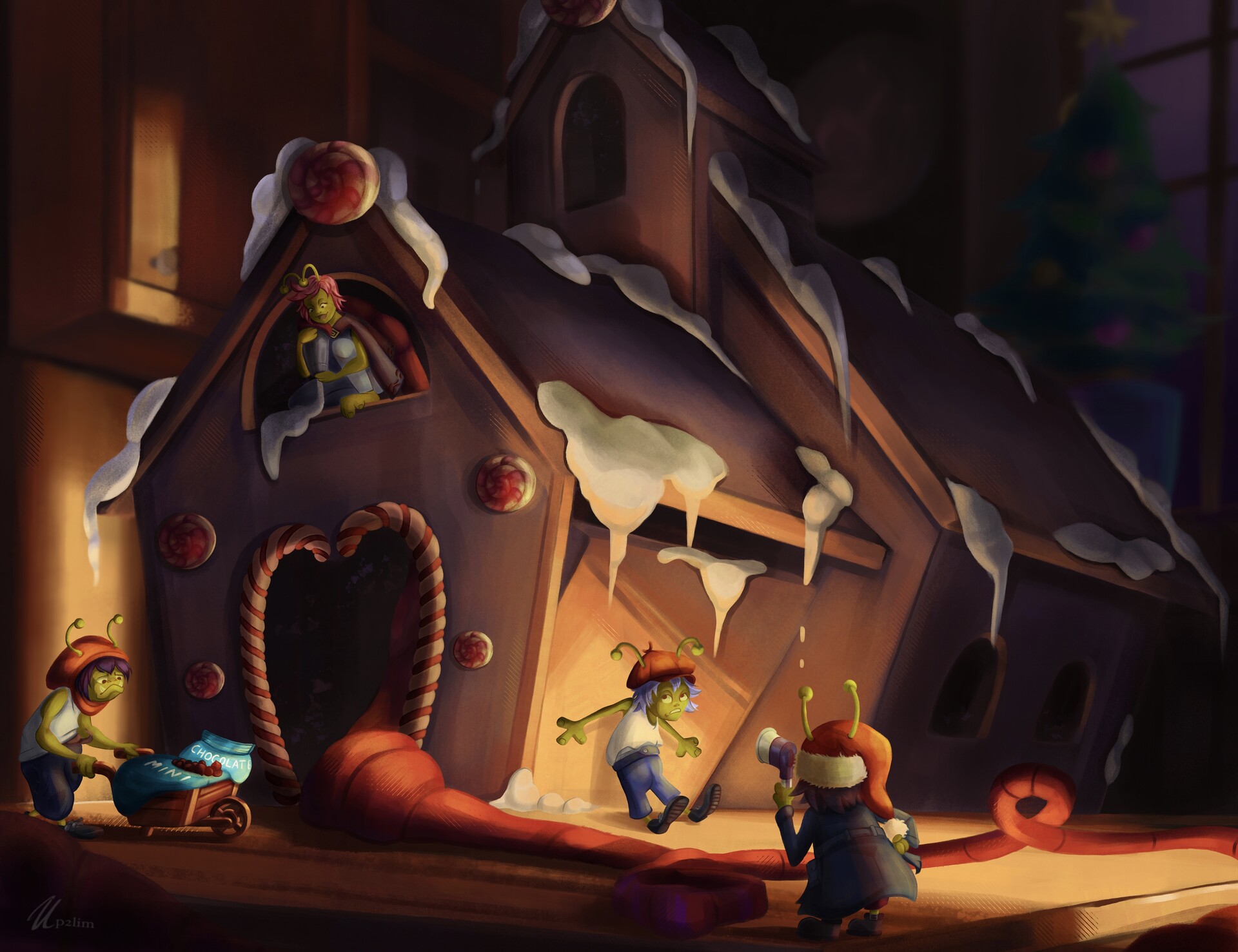 ArtStation - Gingerbread house scene