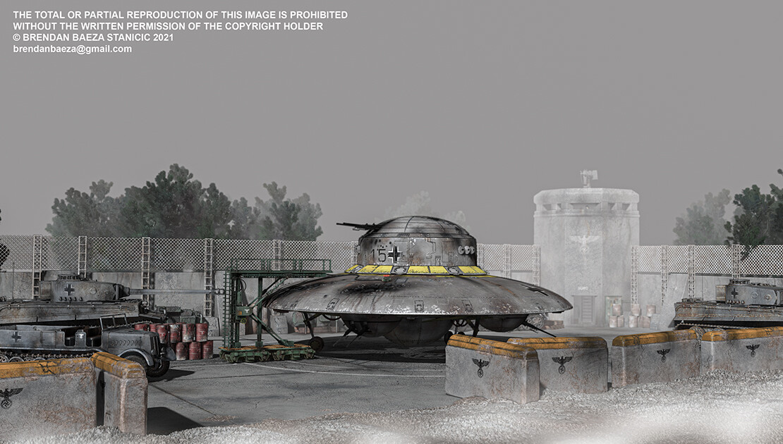 ArtStation - NAZI SECRET BASE IN 1941 OF HAUNEBU TYPE FLYING SAUCERS.