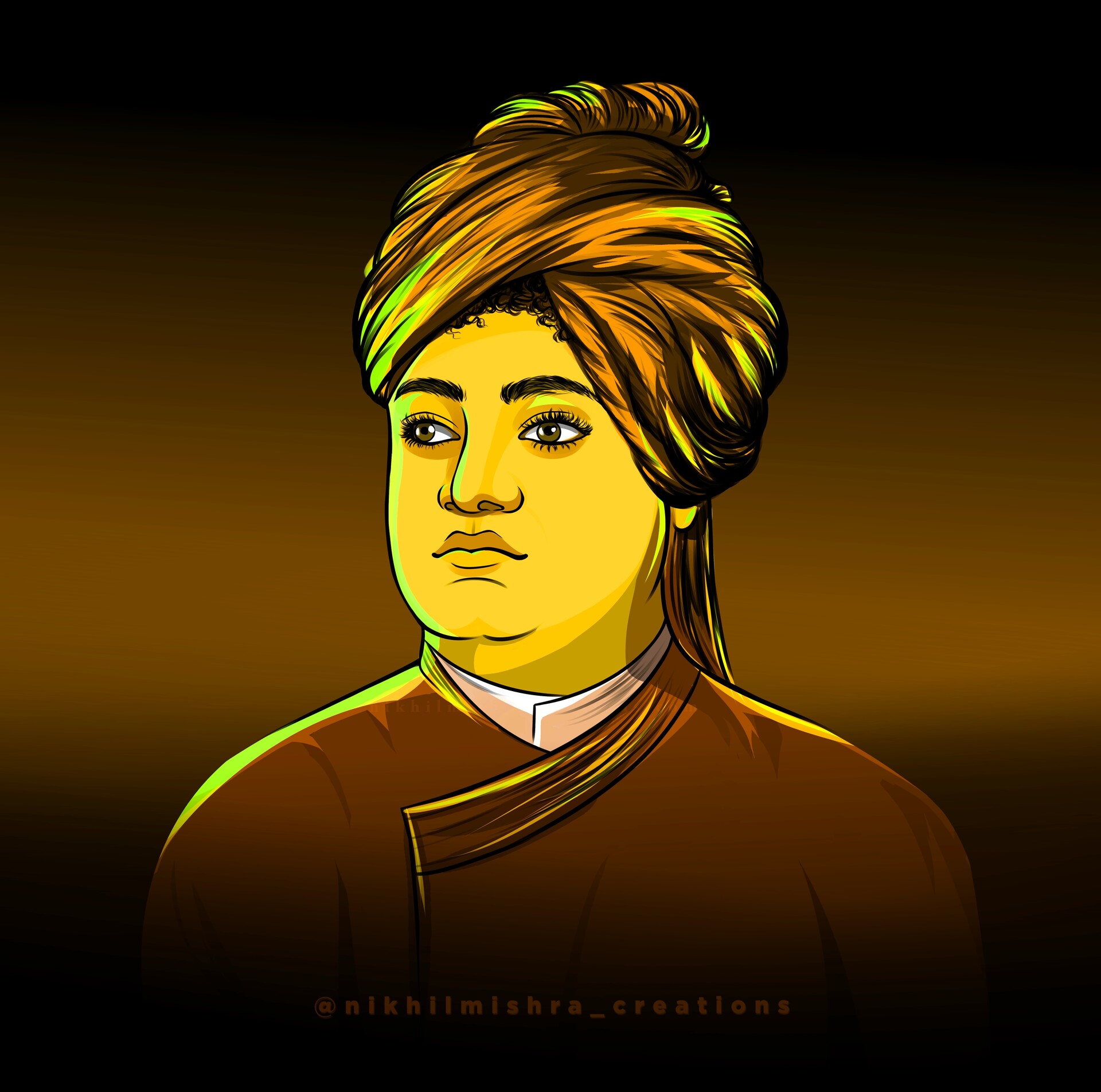 how to draw vivekananda face