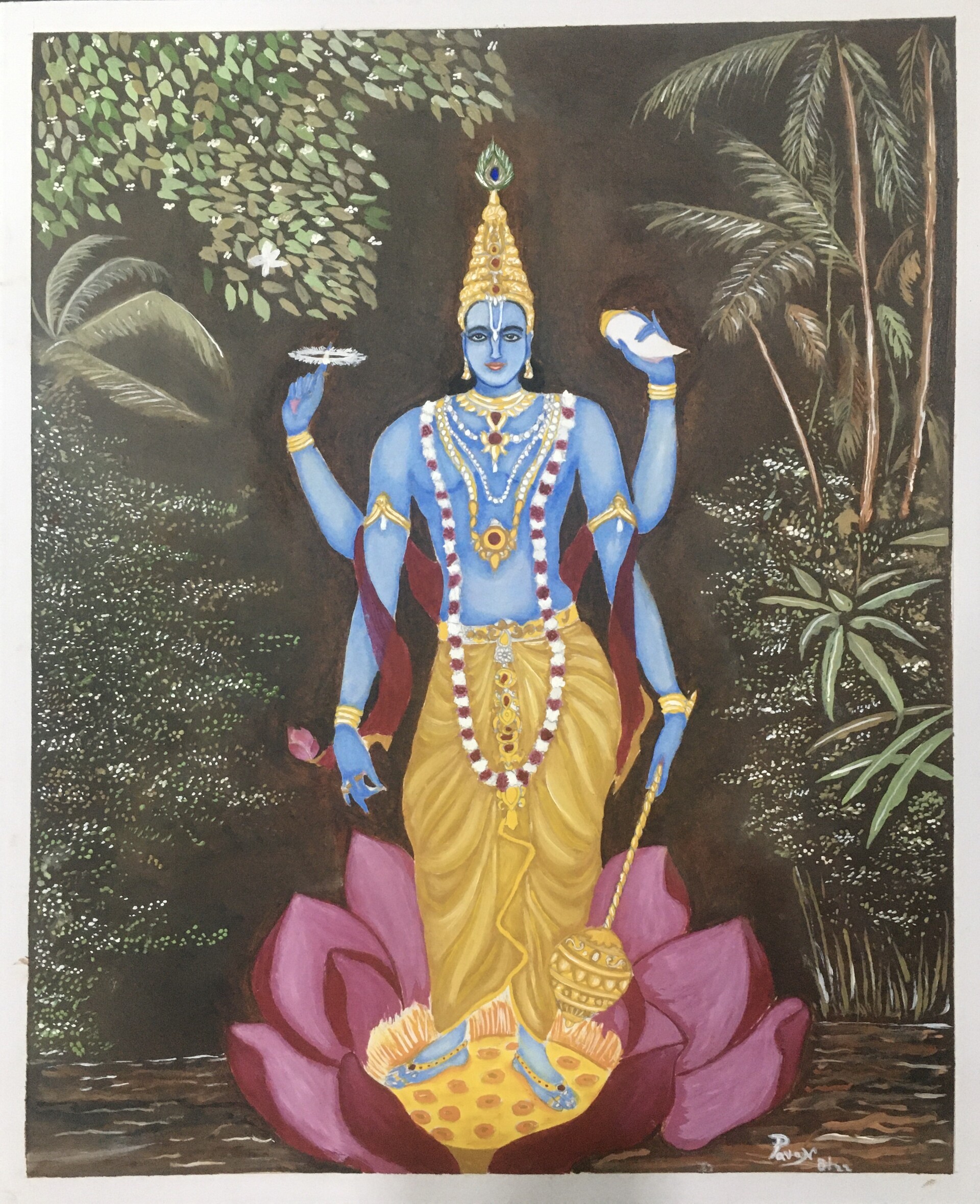 ArtStation - Lord Vishnu oil painting