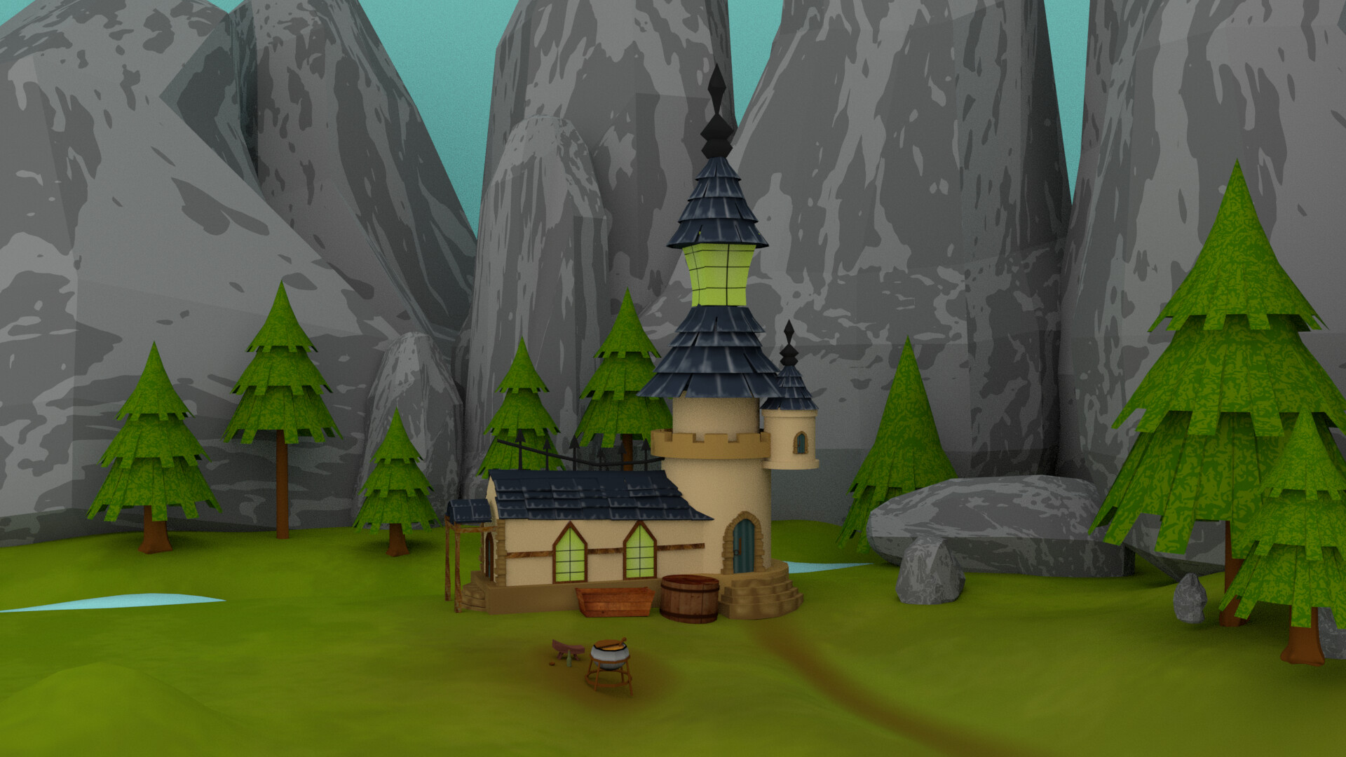 ArtStation - 3d low poly castle