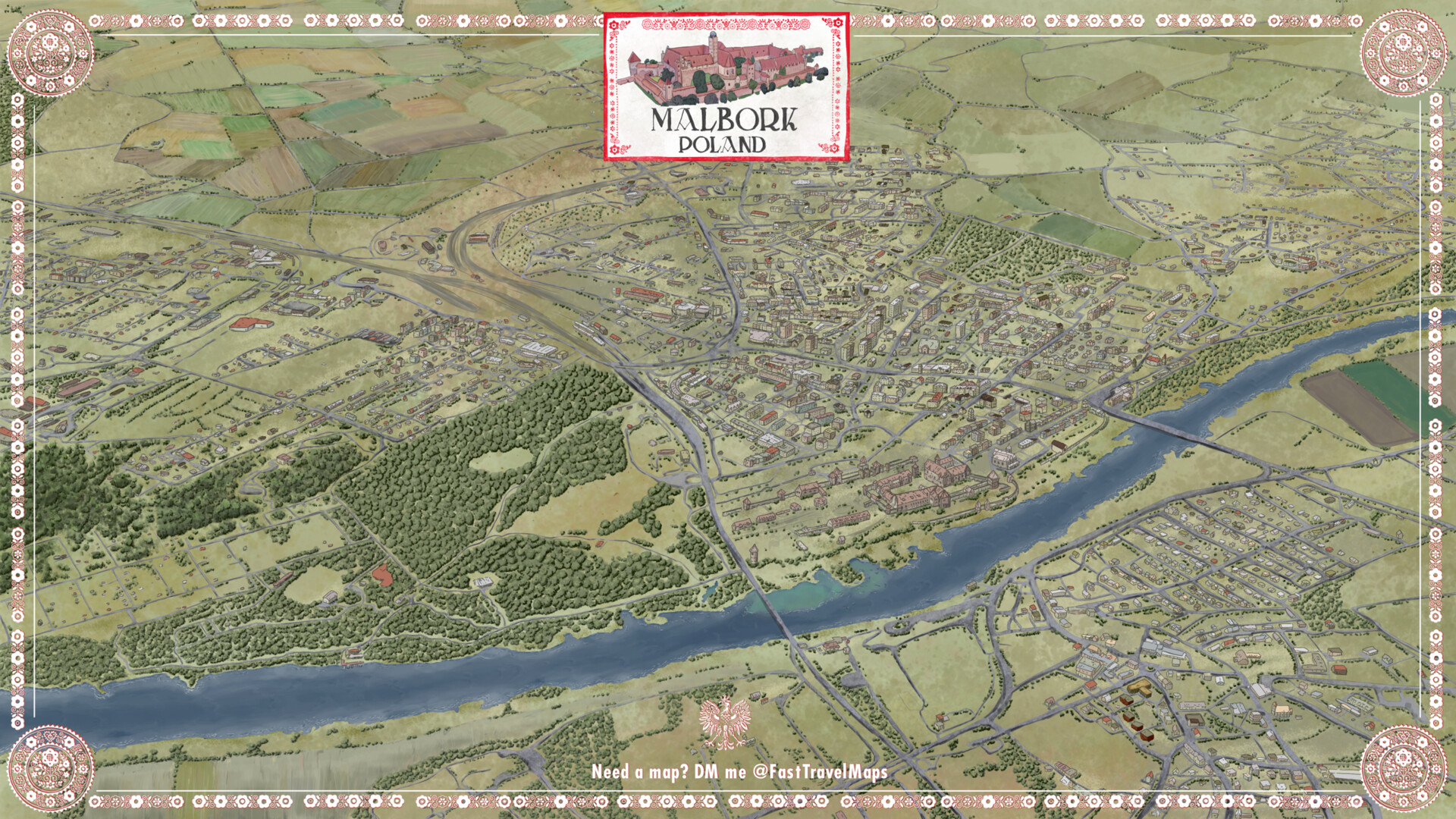 ArtStation - Map of Malbork, Poland