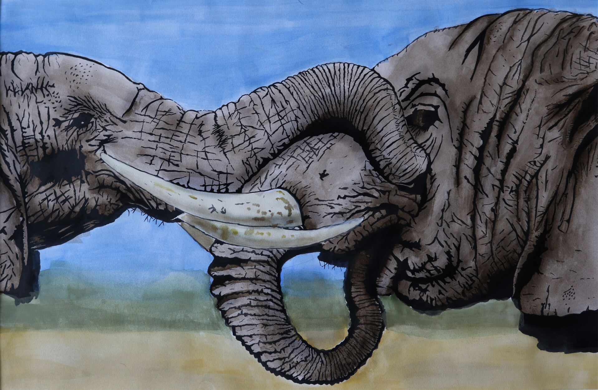 ArtStation - India Ink Elephants