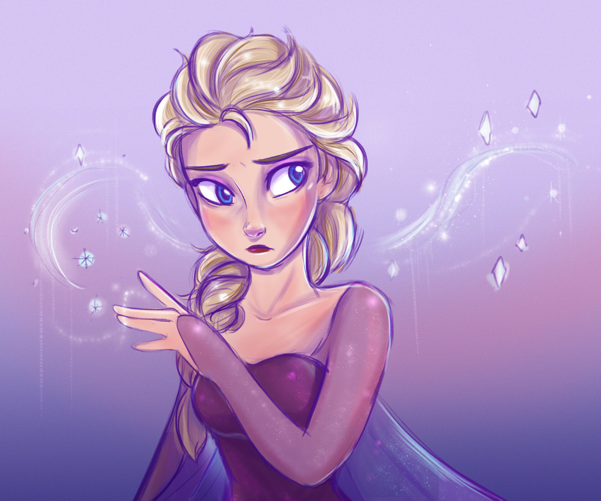 ArtStation - Elsa sketch illustration