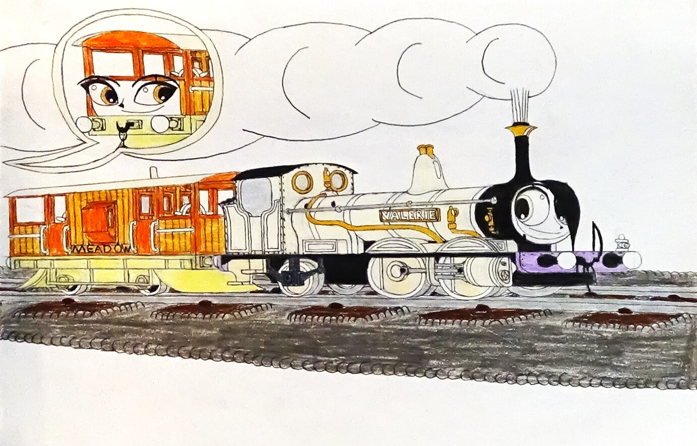 ArtStation - Valerie The Cream Well Tank Engine And Meadow The Brakevan