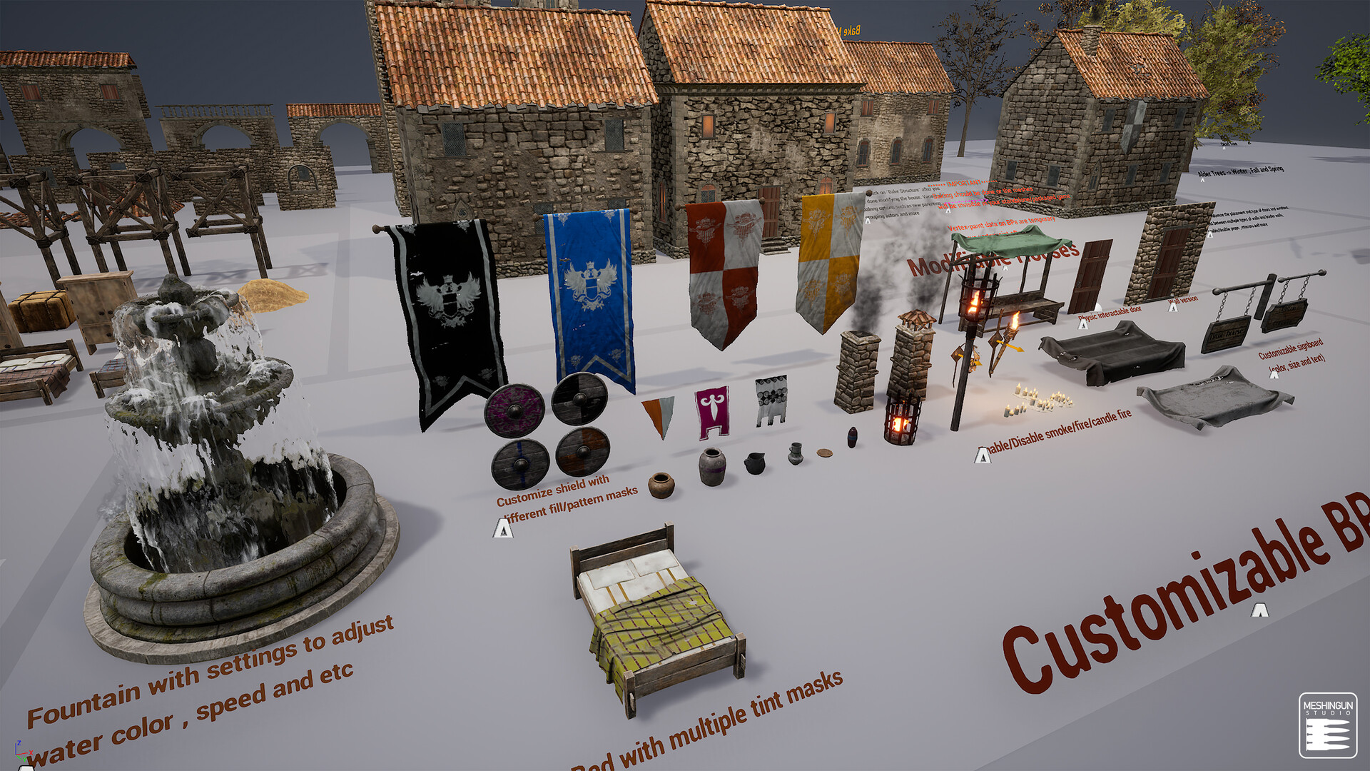 MESHINGUN STUDIO INC. - Medieval Village Megapack - Unreal Engine 5|4 Tools and Features