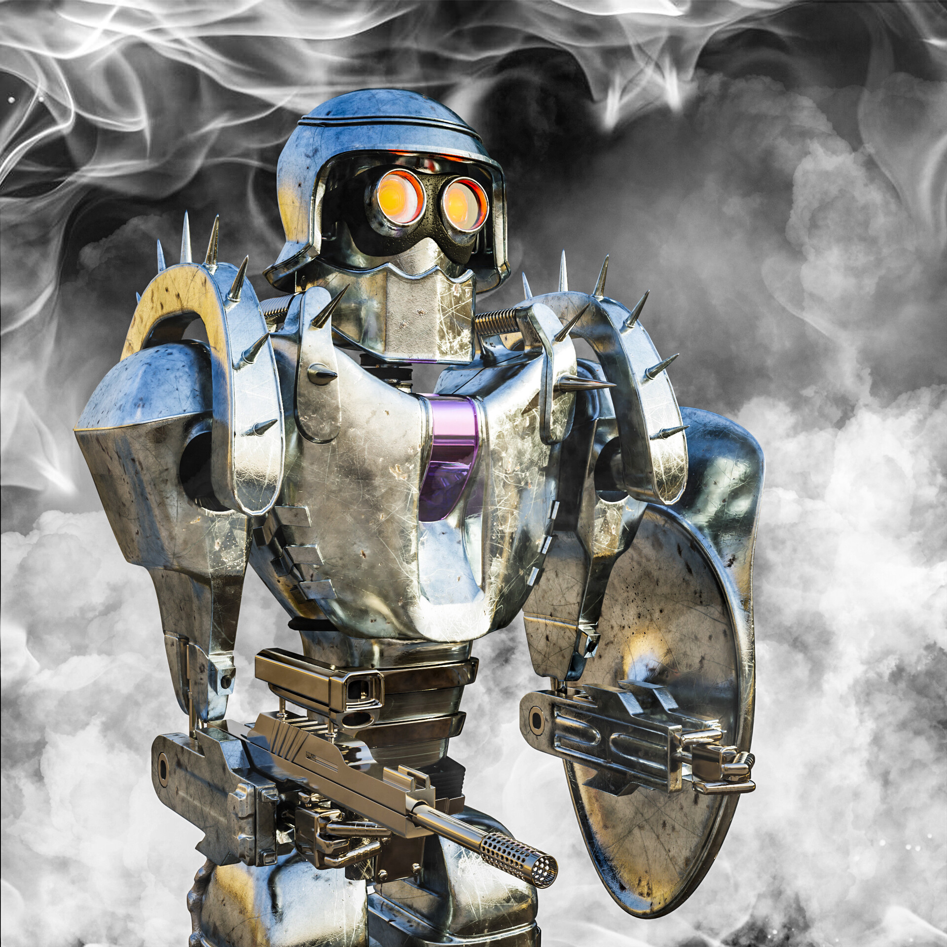 ArtStation - Security robot with automatic weapons.