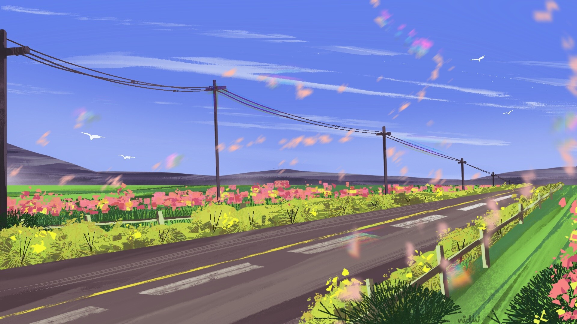 ArtStation - Flower Fields on a Freeway