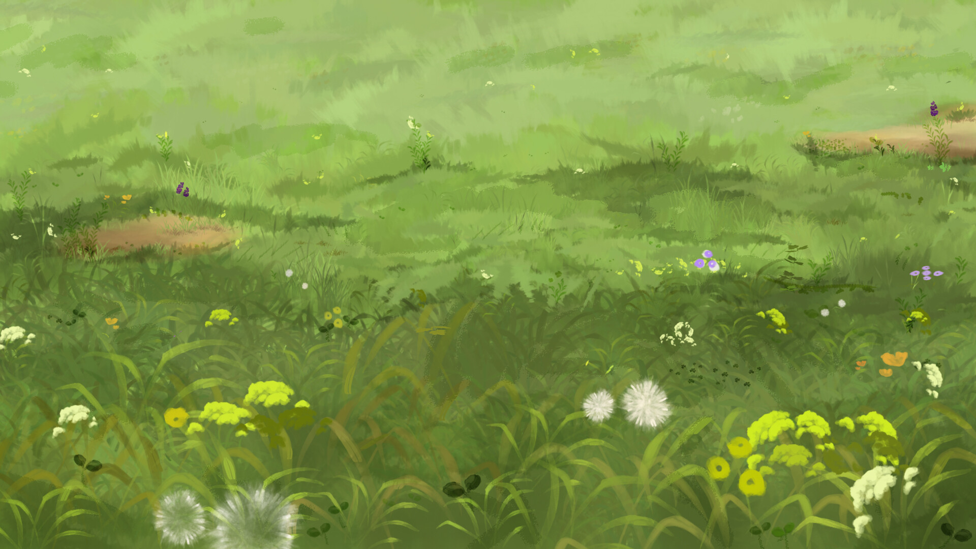 ArtStation - Grassy meadow landscape painting