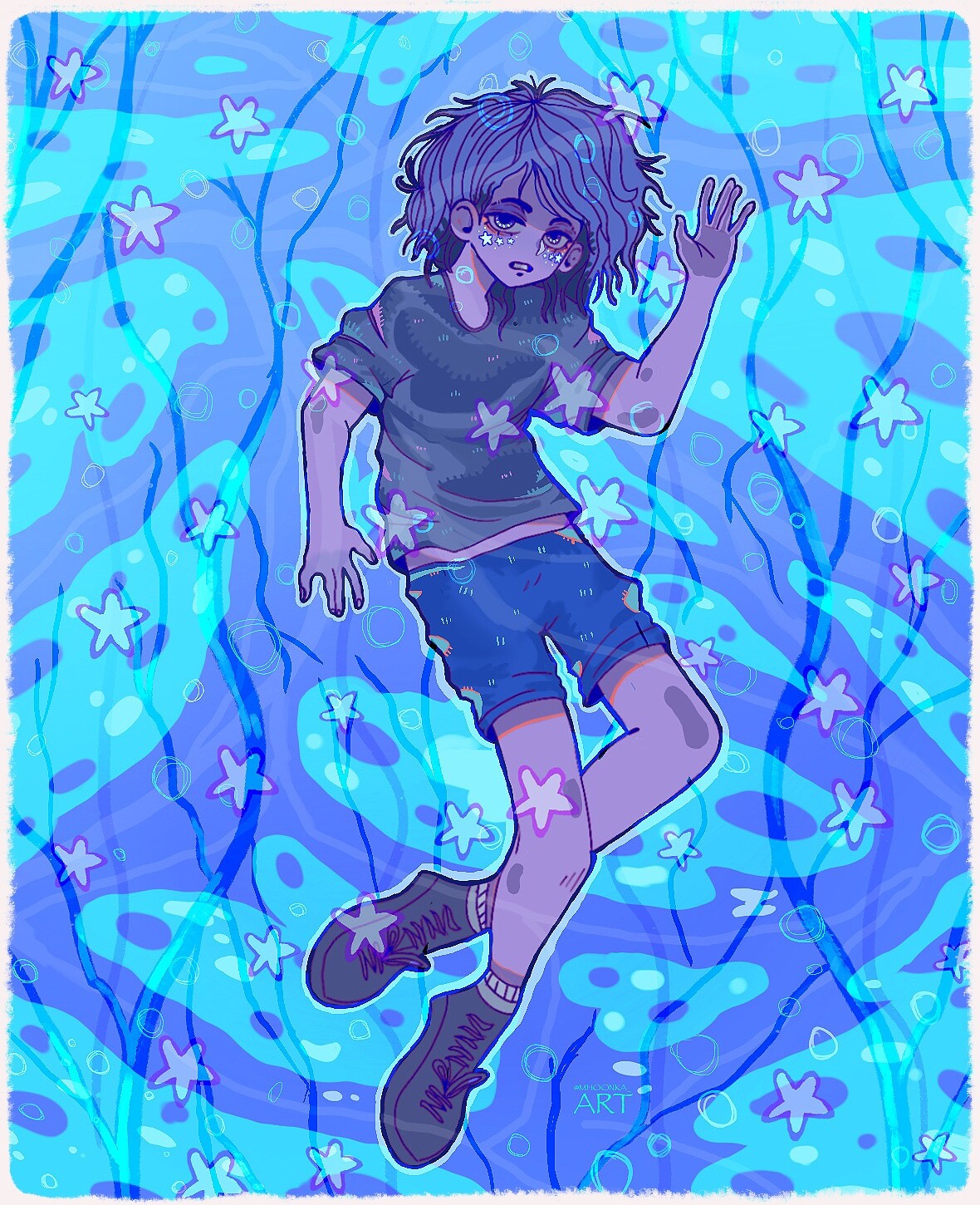 Boy Underwater Painting