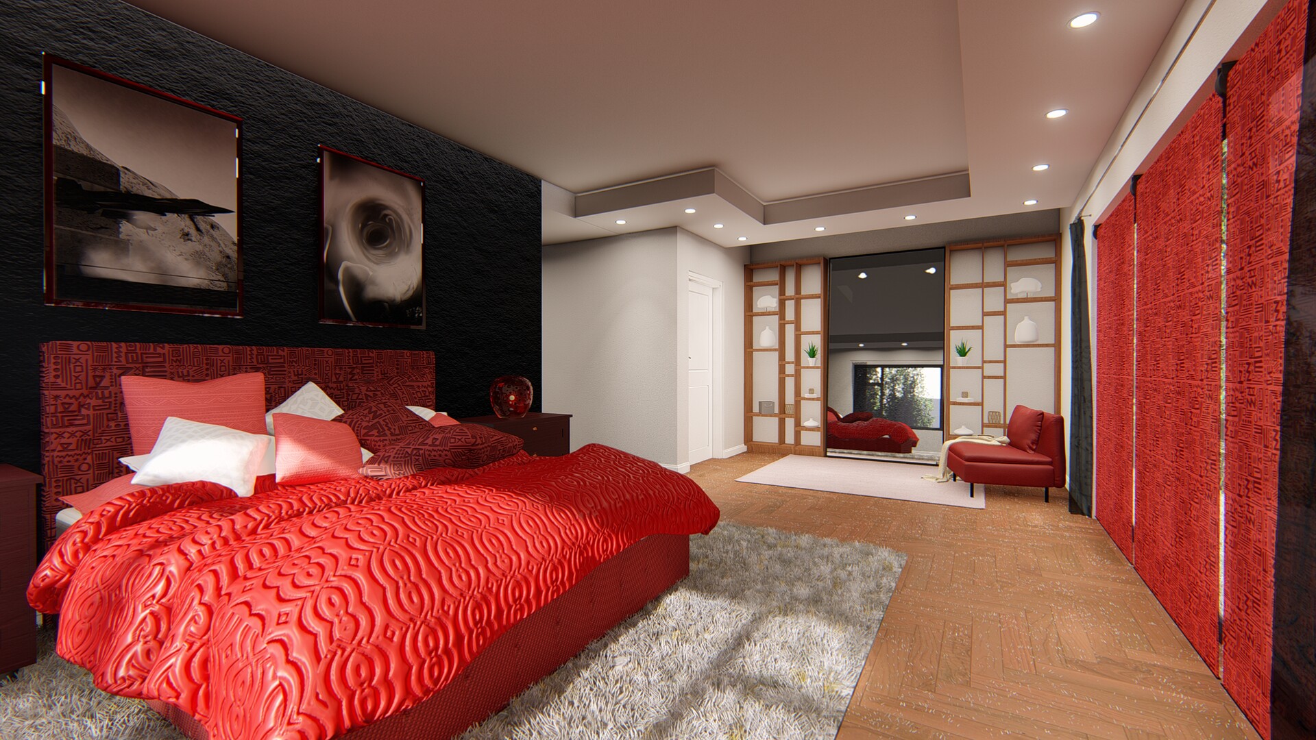 ArtStation - Interior renders: House (Red)